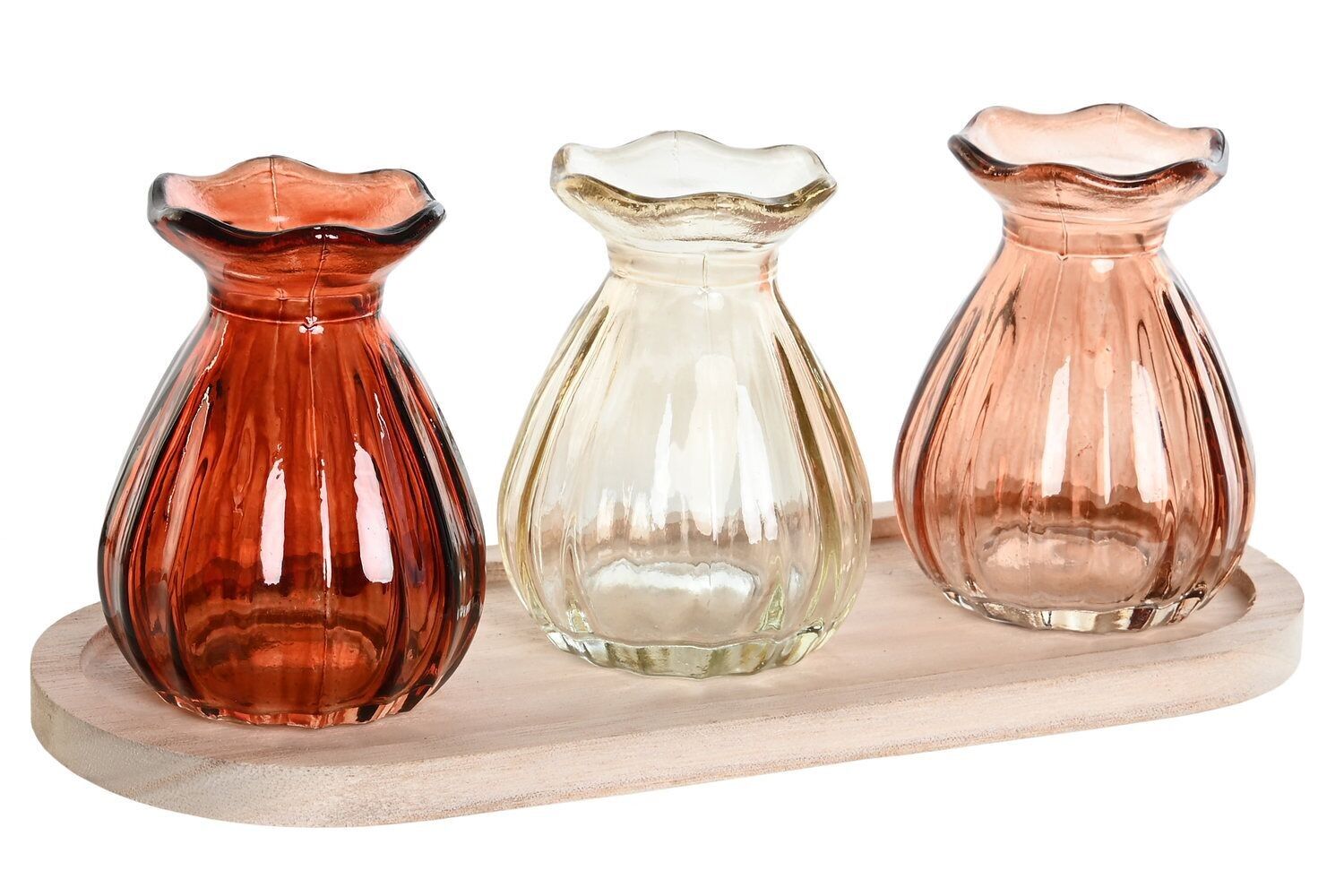 Buy wholesale DECORATION SET 4 PAULOWNIA GLASS 25X10,5X11 DH206298