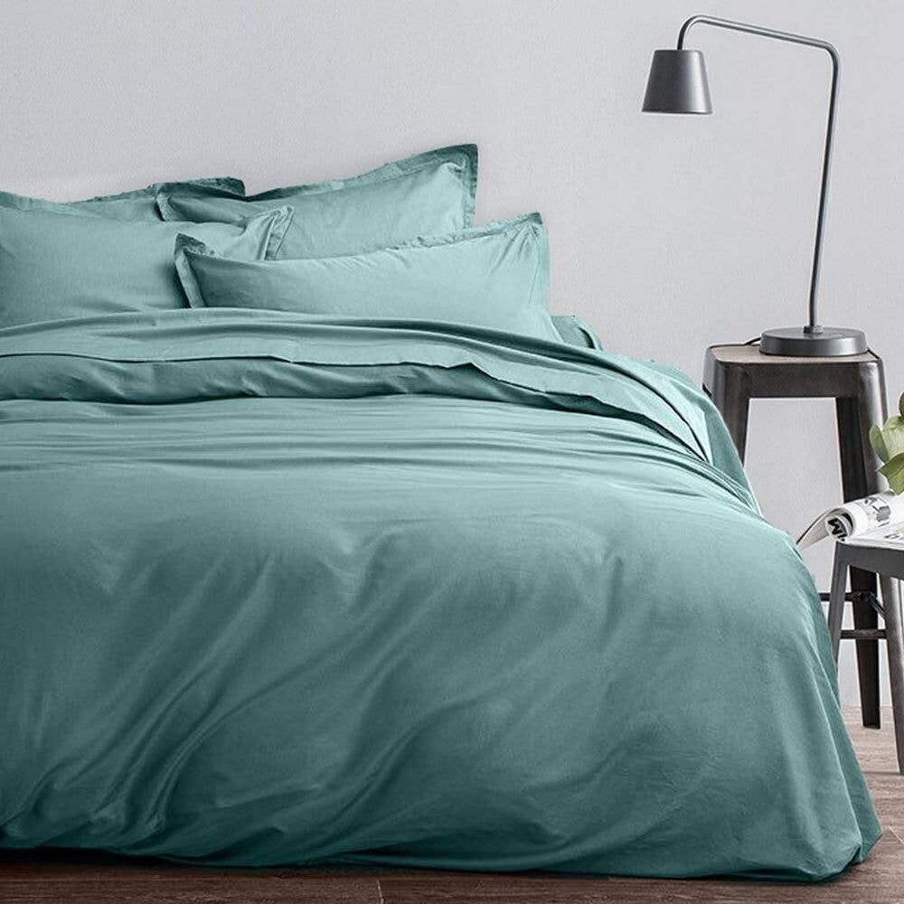 Buy wholesale Duvet cover 220x240 + pillowcases Celadon Cotton Satin