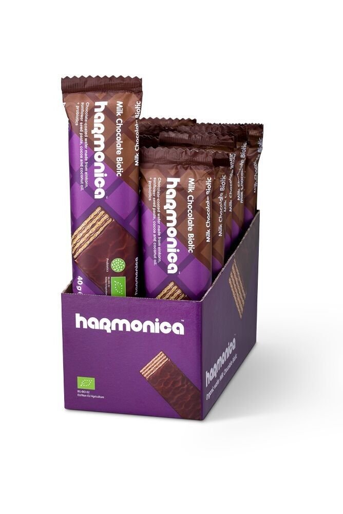 Buy wholesale Organic Milk chocolate coated biotic wafer, box, 16 x 40 g