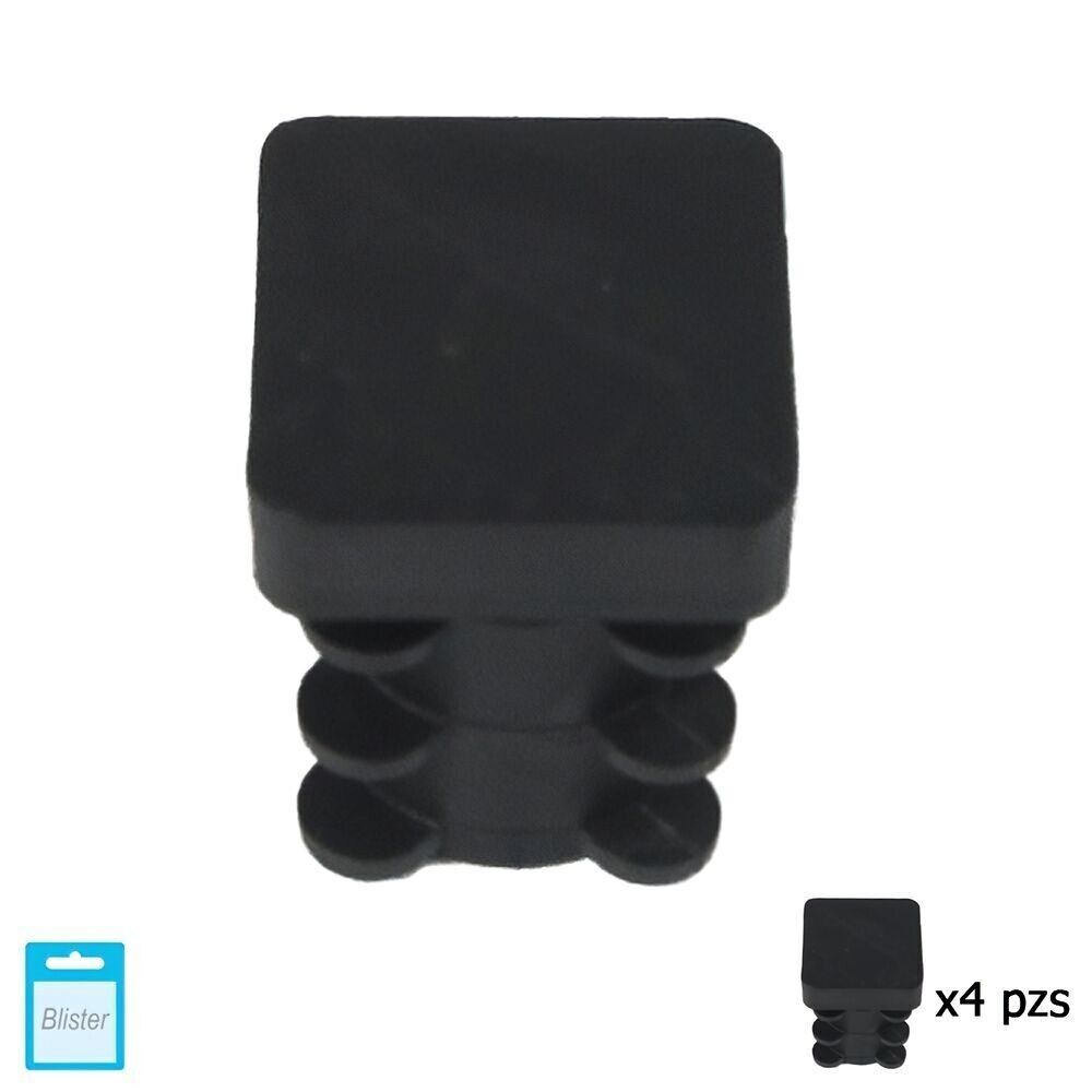 Achat Perle carrée intérieure noire 16x16 mm. Blister 4 pièces. en gros