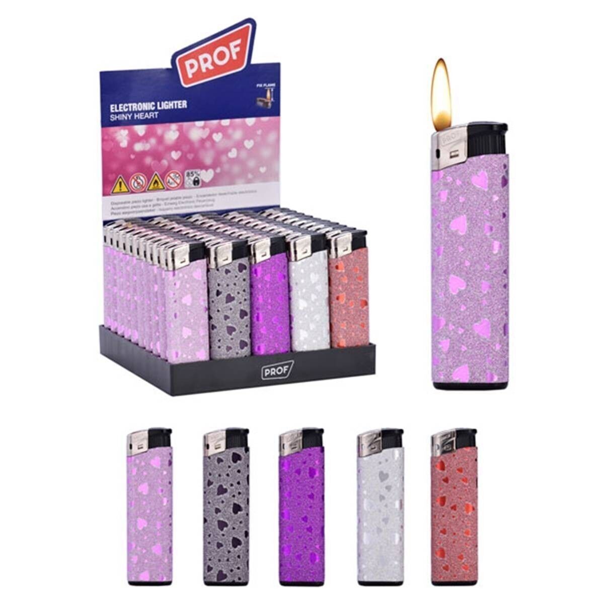 Buy wholesale Display 50 Shiny Hearts Electronic Lighters