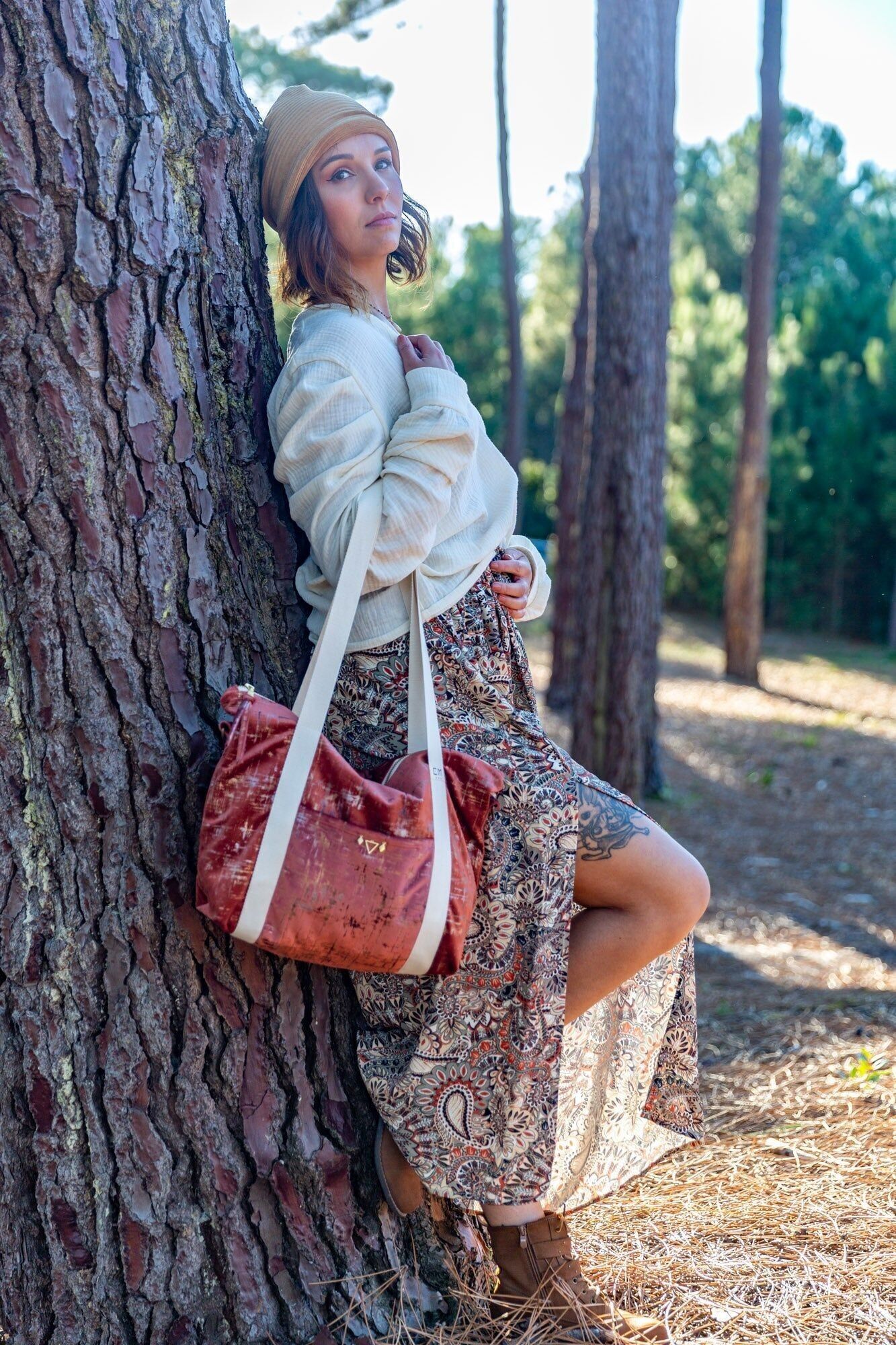 Buy wholesale Bohemian terracotta velvet handbag - EMINENCE