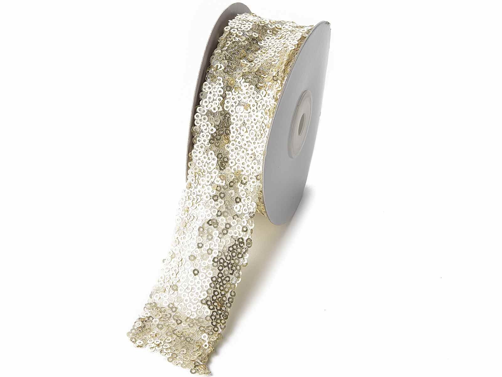 Buy wholesale Ribbon with champagne-colored sequins and moldable edge