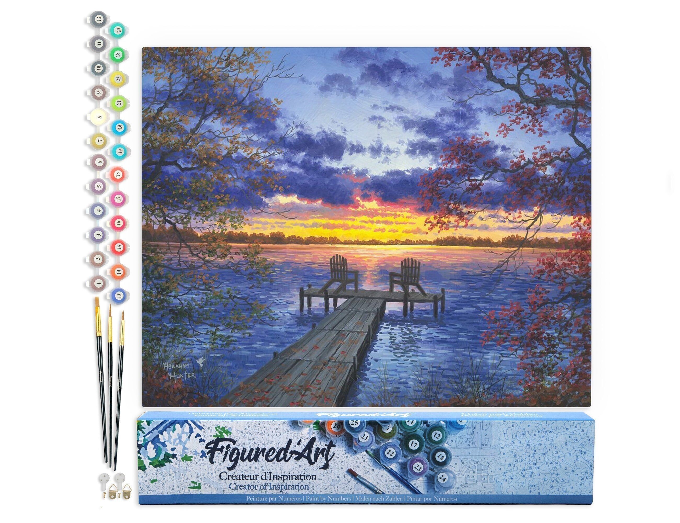 Buy wholesale Paint by Number DIY Kit - Pontoon at Sunset - Rolled Canvas