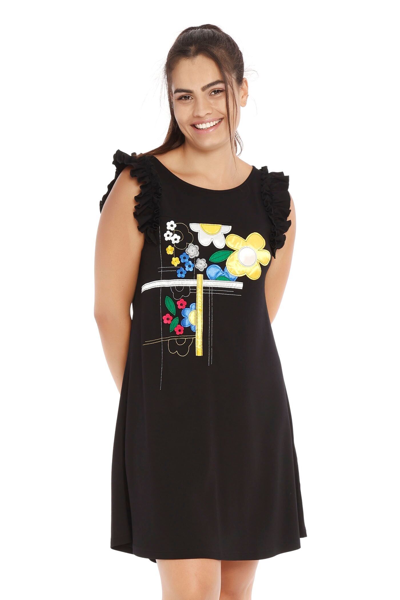 Achat Robe trapèze noire ROBE EVASÉ NOIRE ADANSONIA en gros