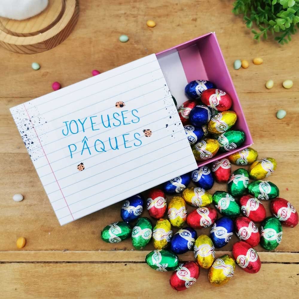Achat Boîte Pâques - Oeufs en chocolat praliné x 40 - Joyeuses Pâques ...