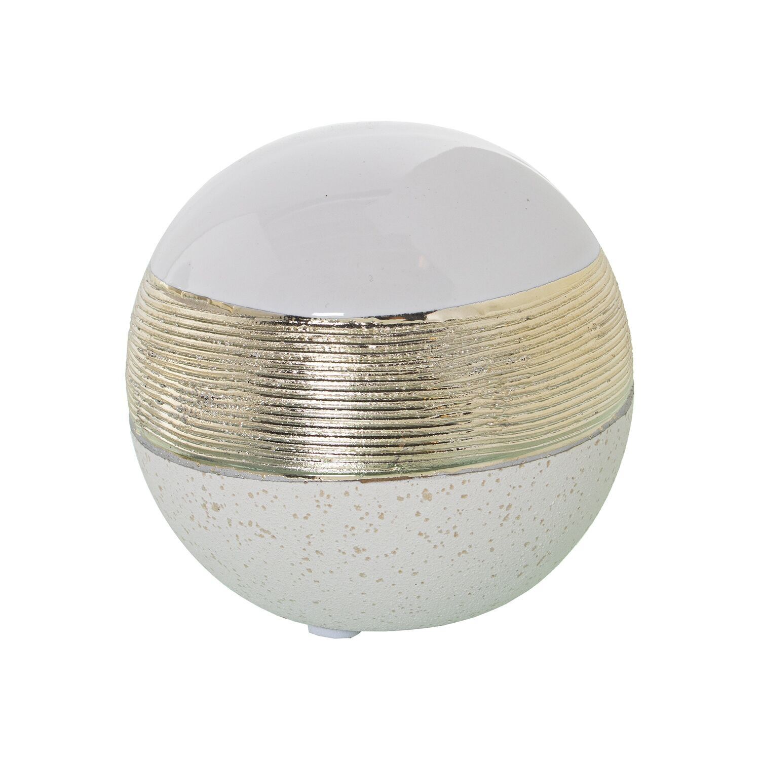 Compra BOLA CERÁMICA BLANCO BRILLO/CREMA MATE FRANJA DORADA °10CM ...