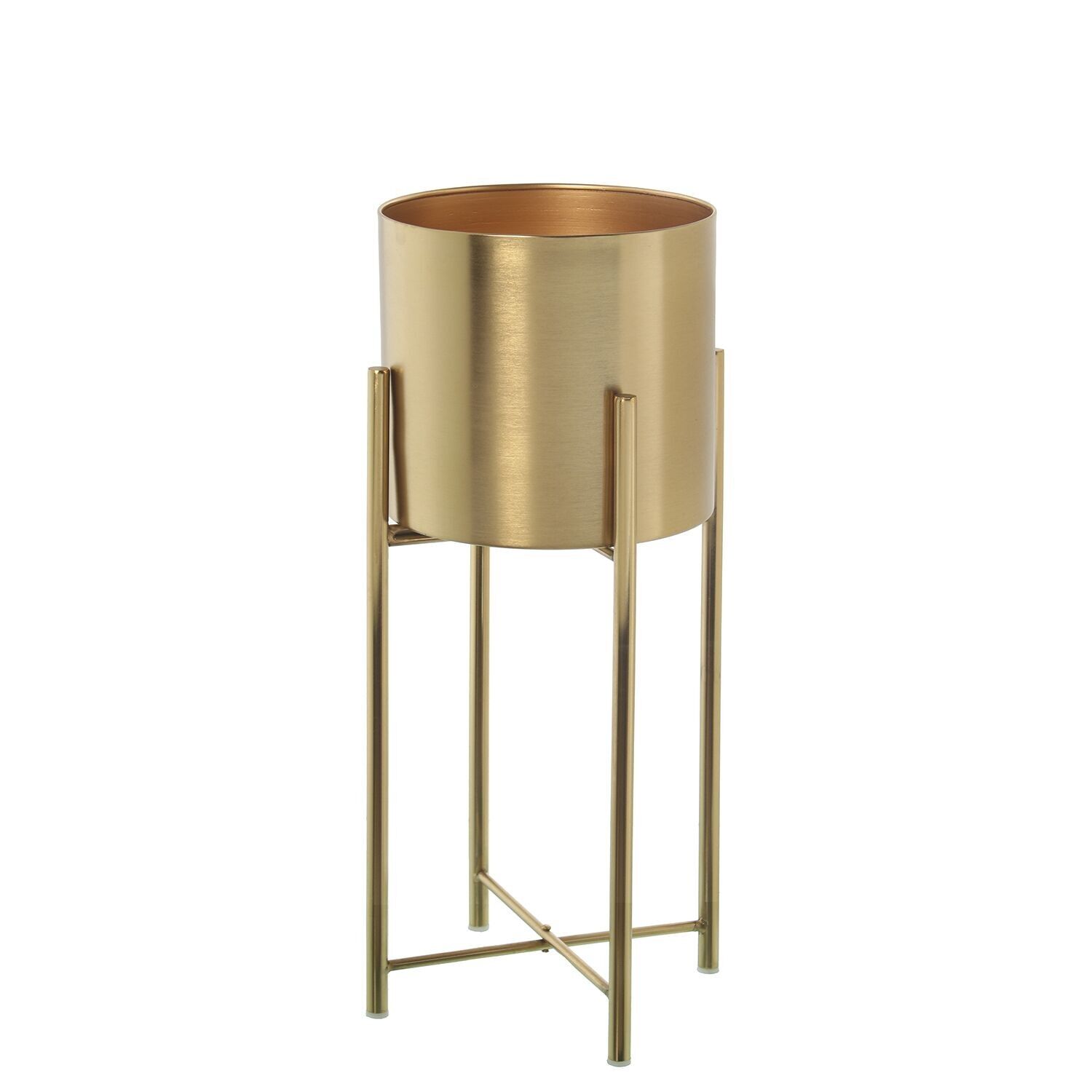 Compra MACETERO METAL DORADO C/PIE METAL DORADO TUBO REDONDO HIERRO °27 ...