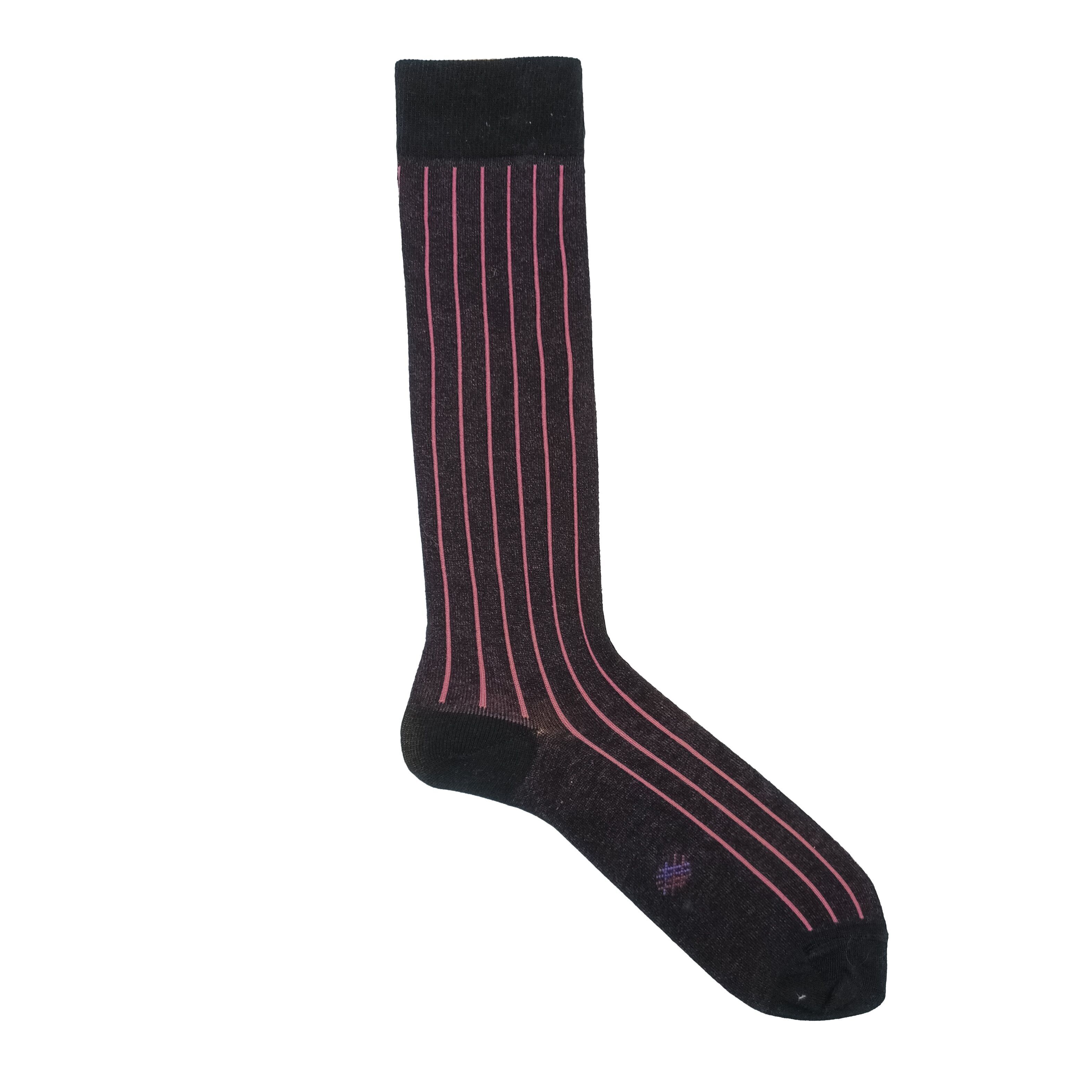 Buy wholesale Miss Black-Fuchsia Vertical Stripe High Top Socks