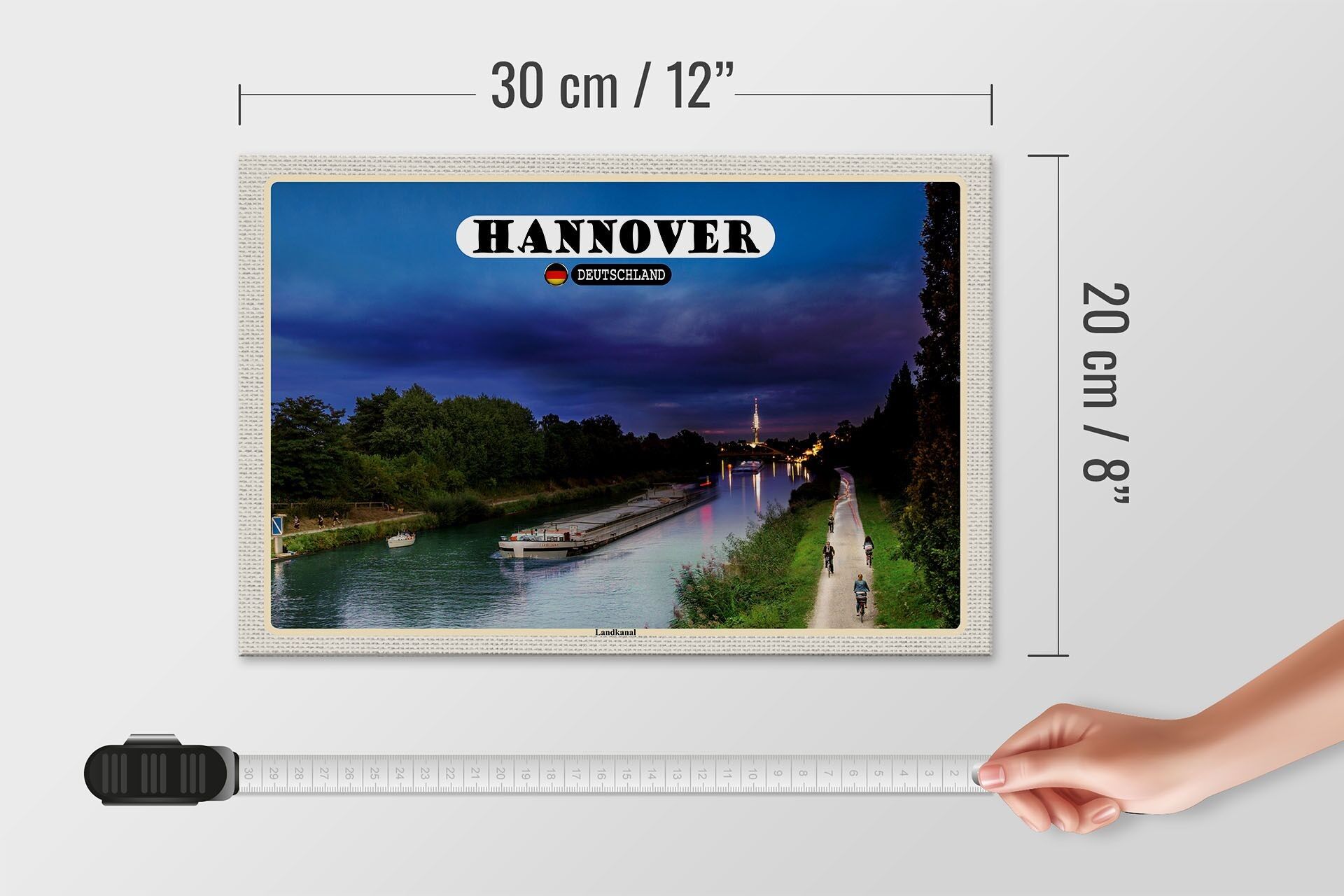 Achat Panneau en bois villes Hanovre terre canal bateaux nuit 30x20cm ...