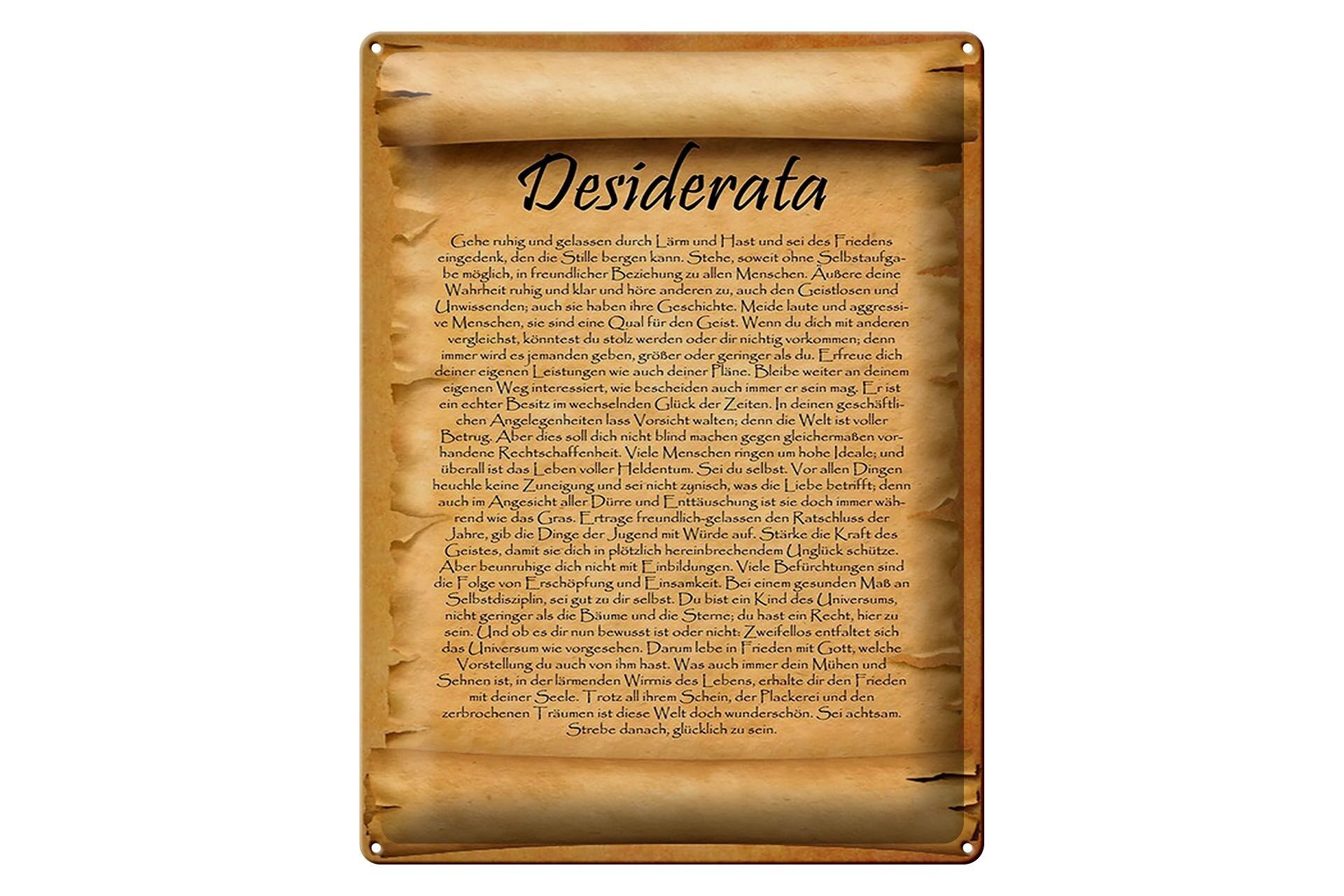 Compra Cartel de chapa con texto 30x40 cm Desiderata poema Max Ehrmann ...