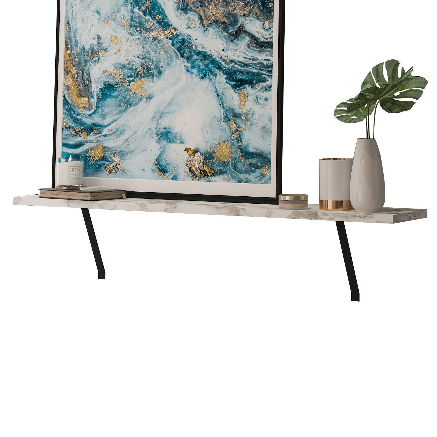 Buy wholesale Radiator shelf Adin white marble look 110cm without ...