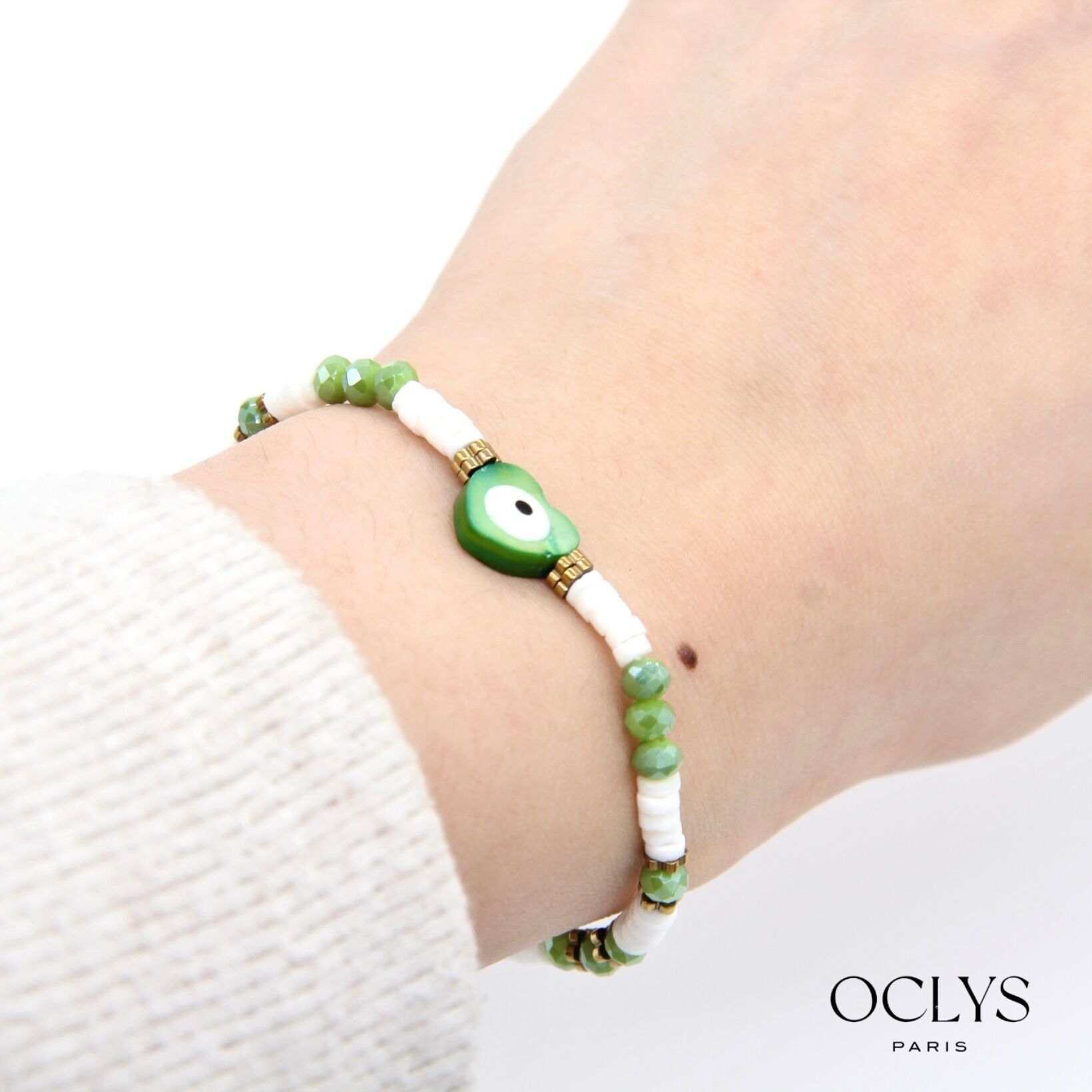 Buy wholesale Jennie stainless steel mother-of-pearl eye heart bracelet