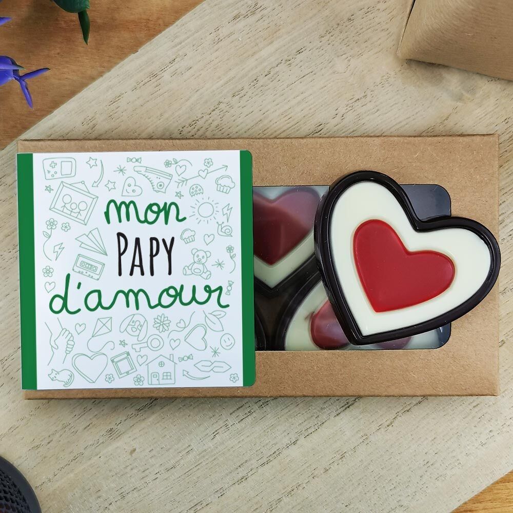 Buy wholesale Dark, red and white chocolate hearts x4 "Papy d'amour"