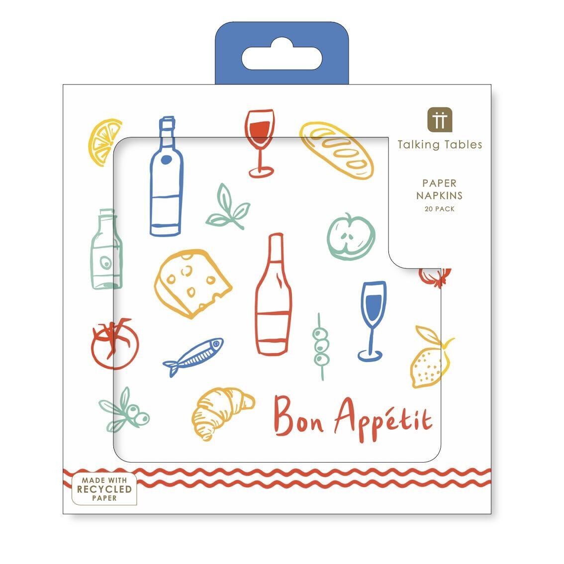Buy wholesale Bon Appetit Icons Recycled Paper Napkins - 20 Pack