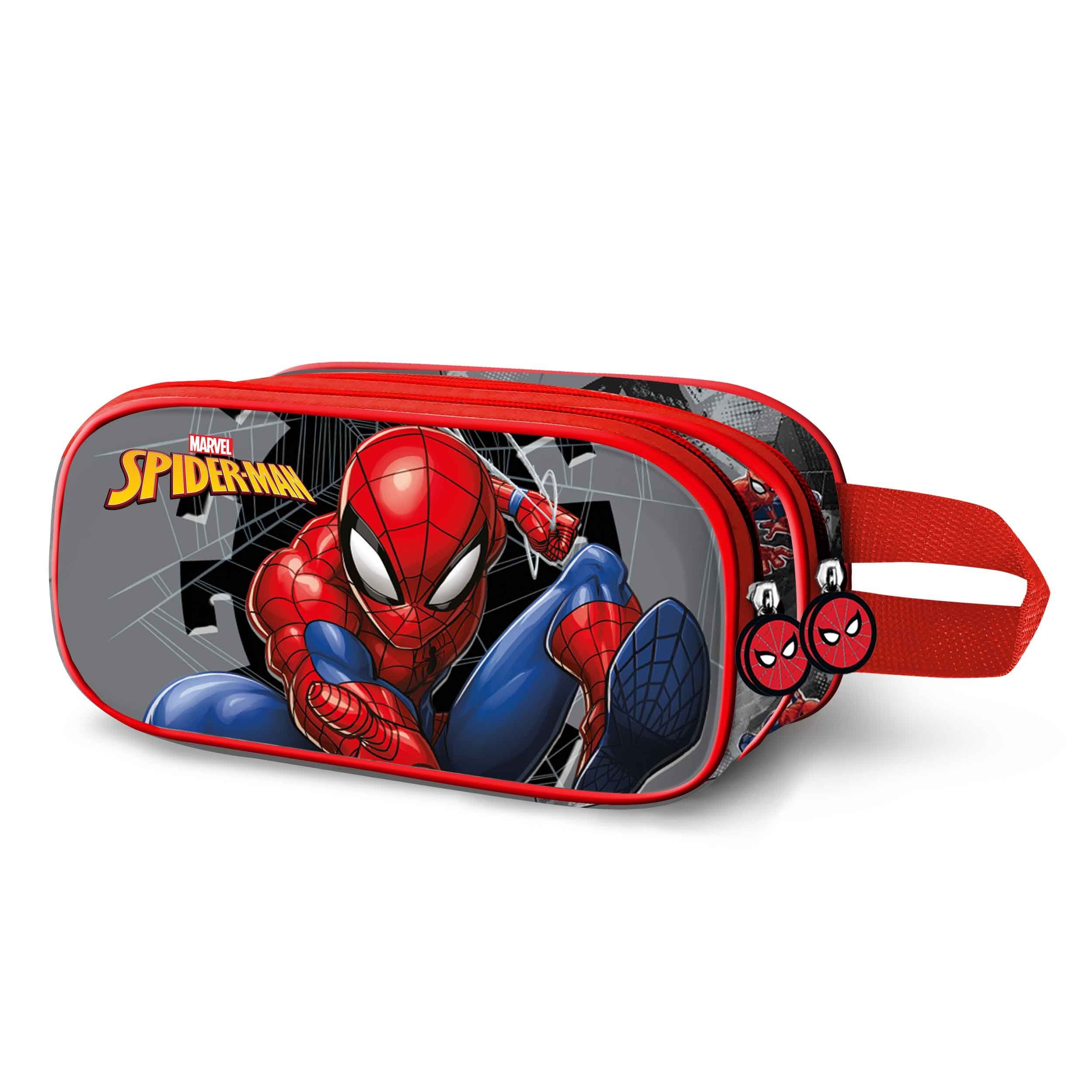 Achat Trousse à crayons double 3D Marvel Spiderman Symbol, gris en gros