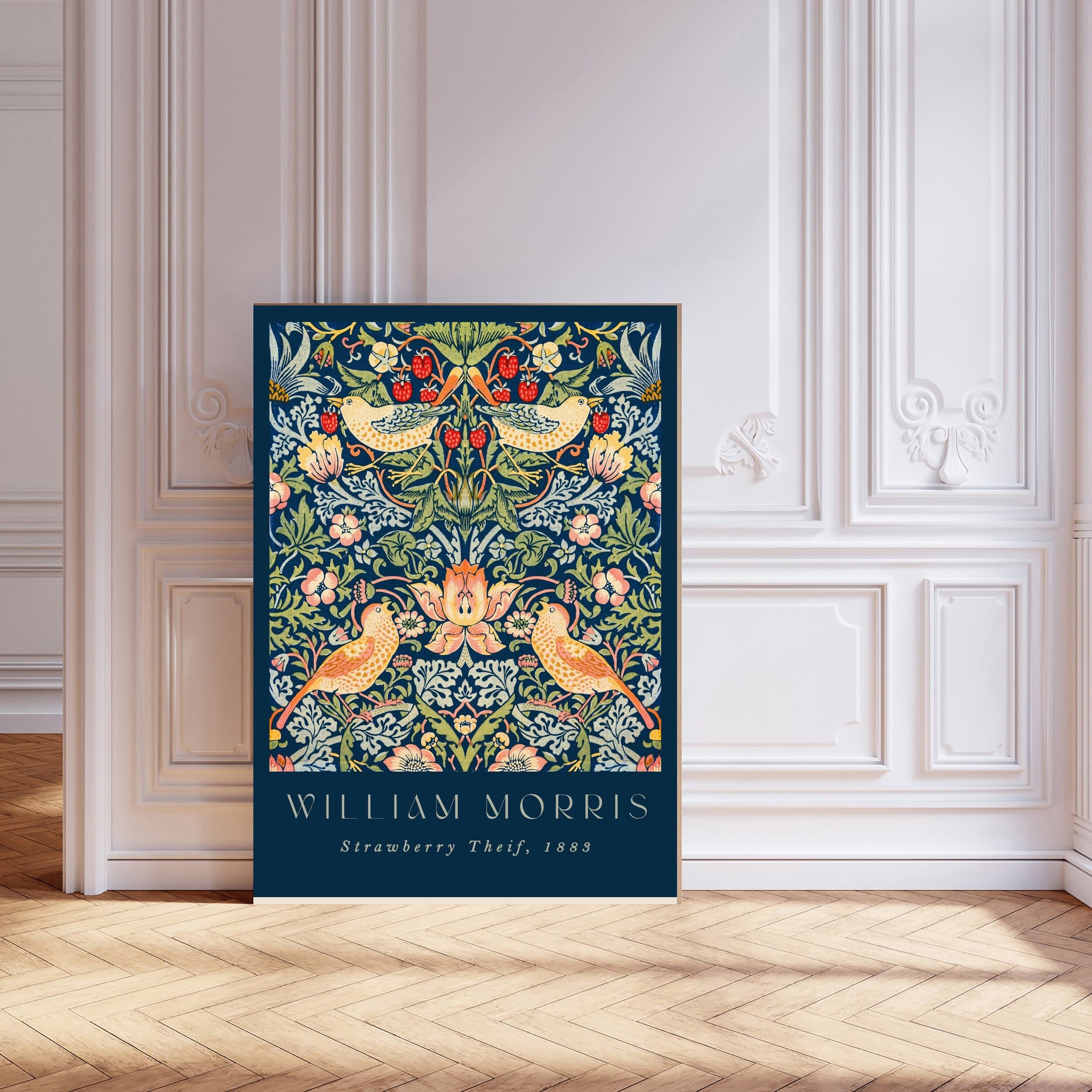 Buy wholesale William Morris Strawberry Print Navy Vintage Art Print