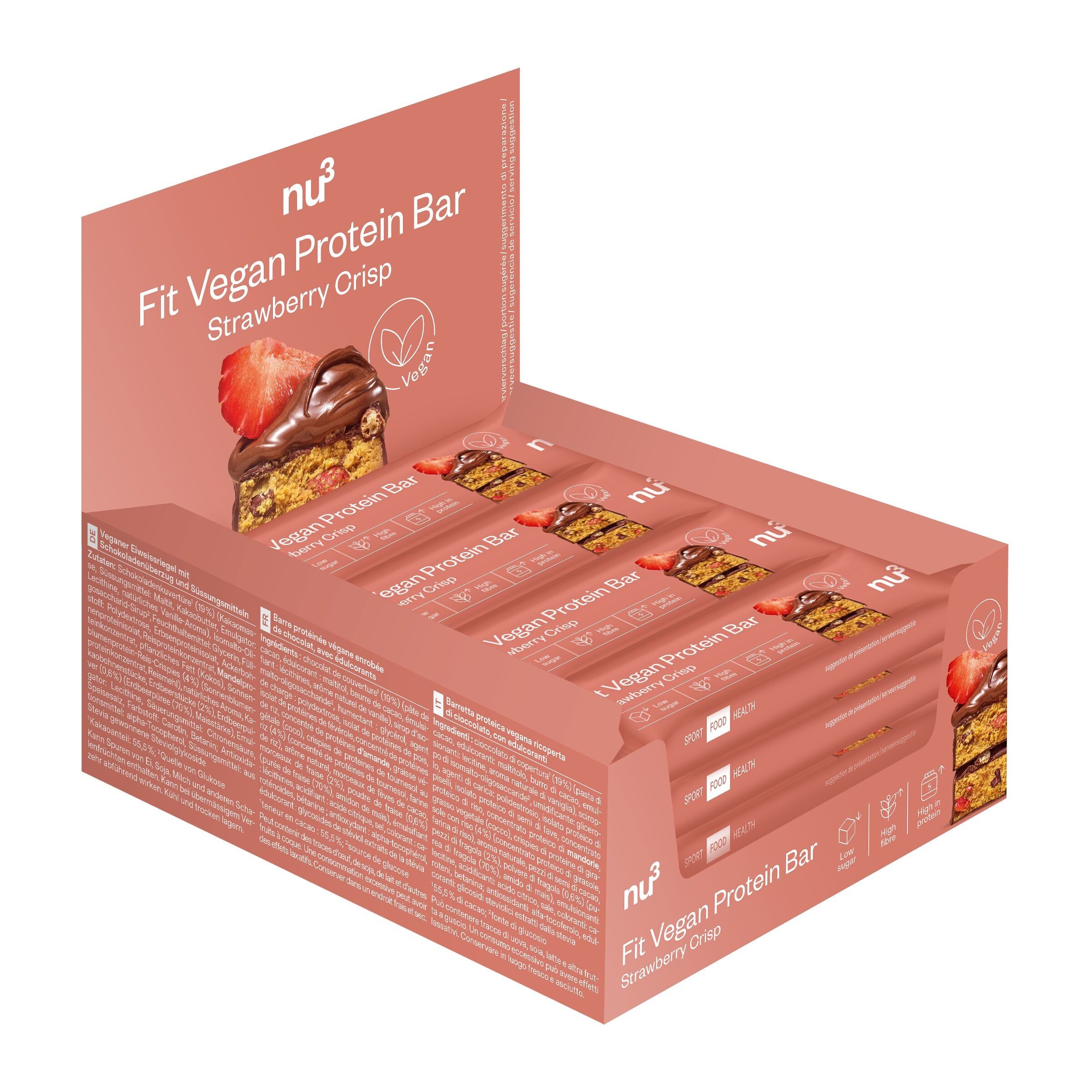 Buy wholesale Nu3 Vegan Protein Bar - Strawberry Crunchy Flavor - 25% ...