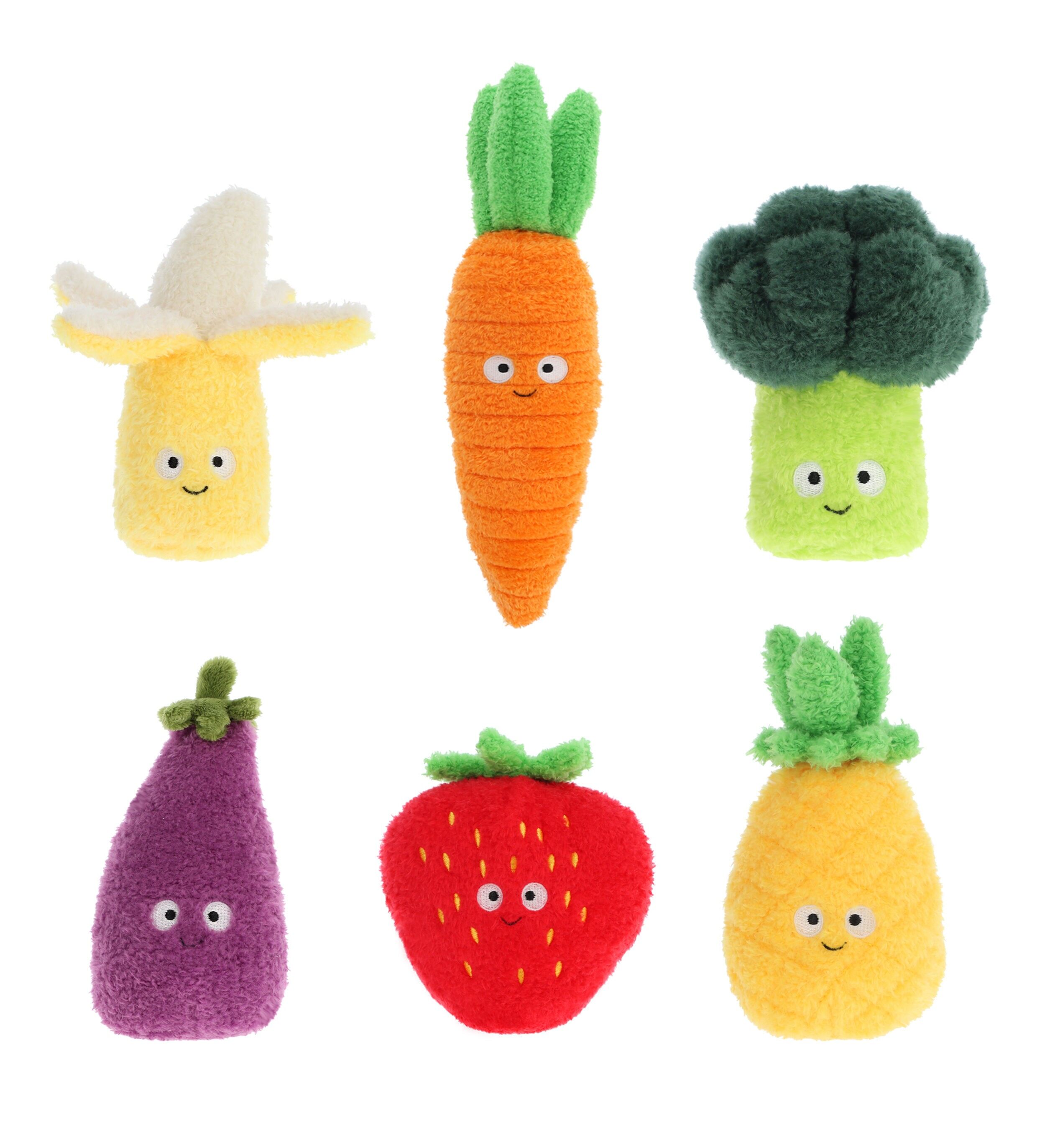 Buy wholesale Assortment of 12 Fruits & Vegetables soft toys 12cm - KEELECO