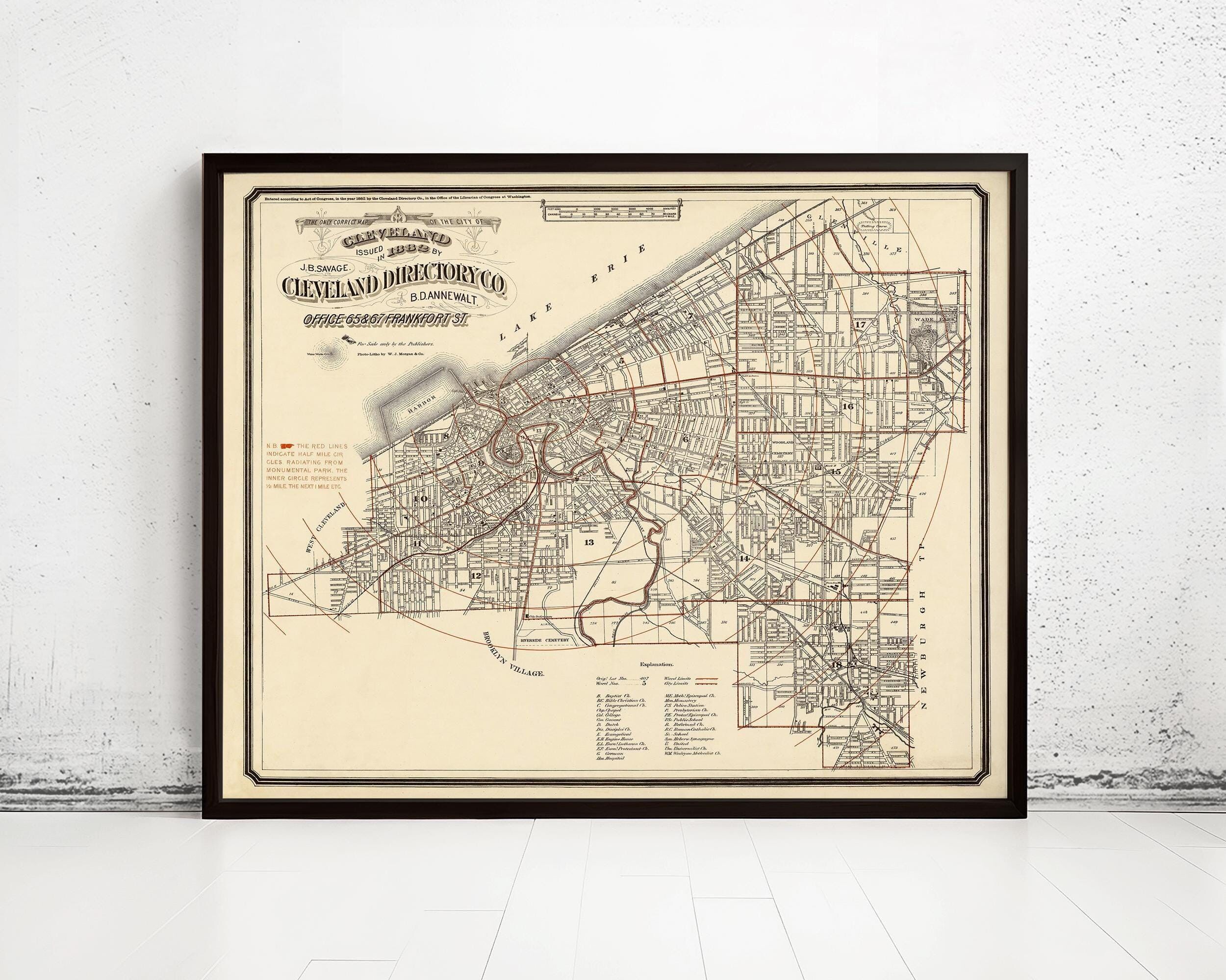 Buy wholesale Old Map of Cleveland and Suburbs 1882 Vintage Map ...