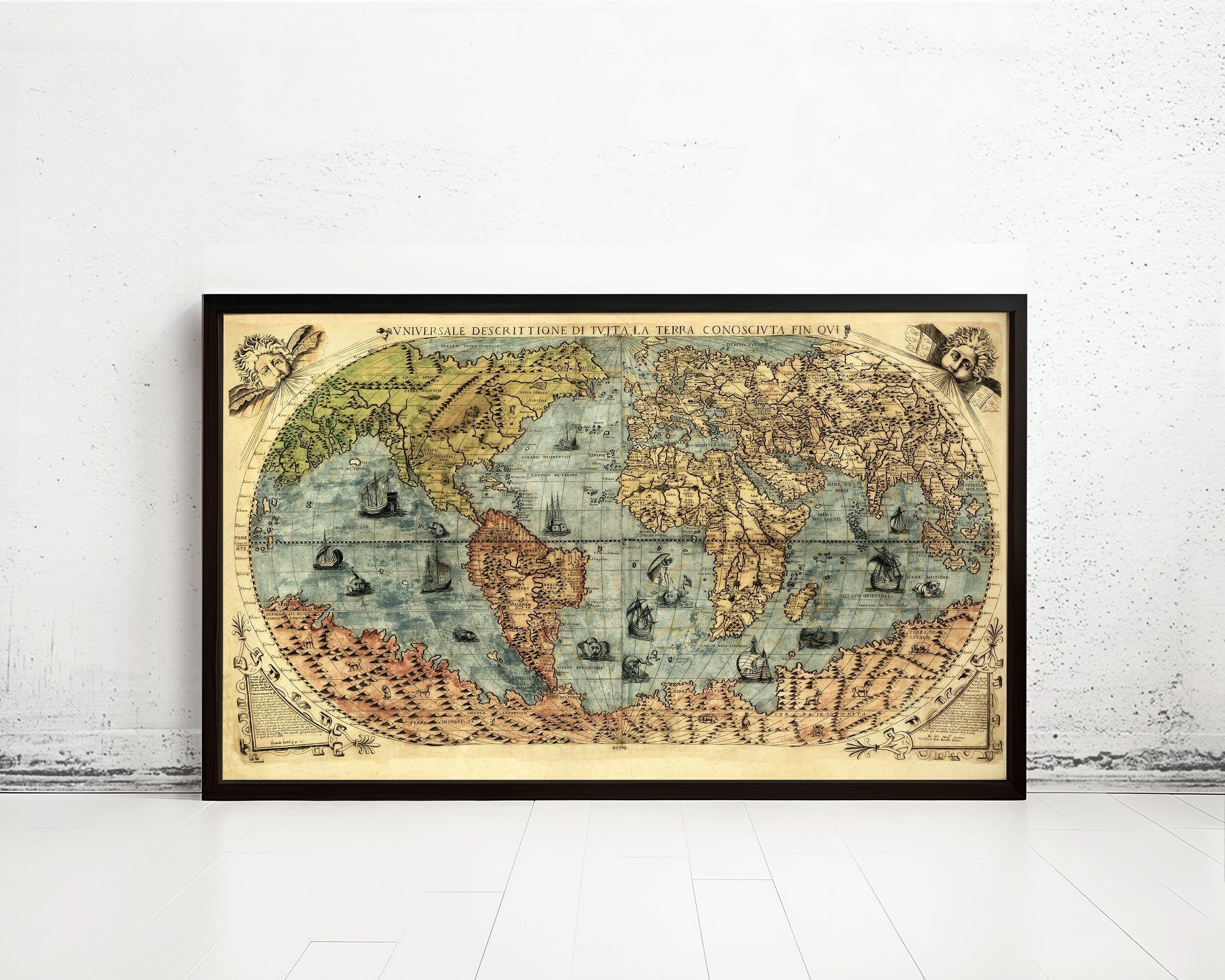 Buy wholesale Old World Map 1565 New Discoveries Antique Large World ...