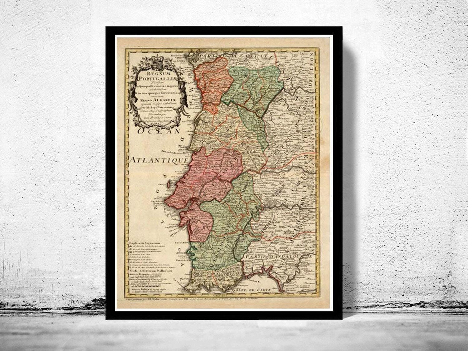 Buy wholesale Old Map of Portugal 1736 Mapa de Portugal Portuguese map ...