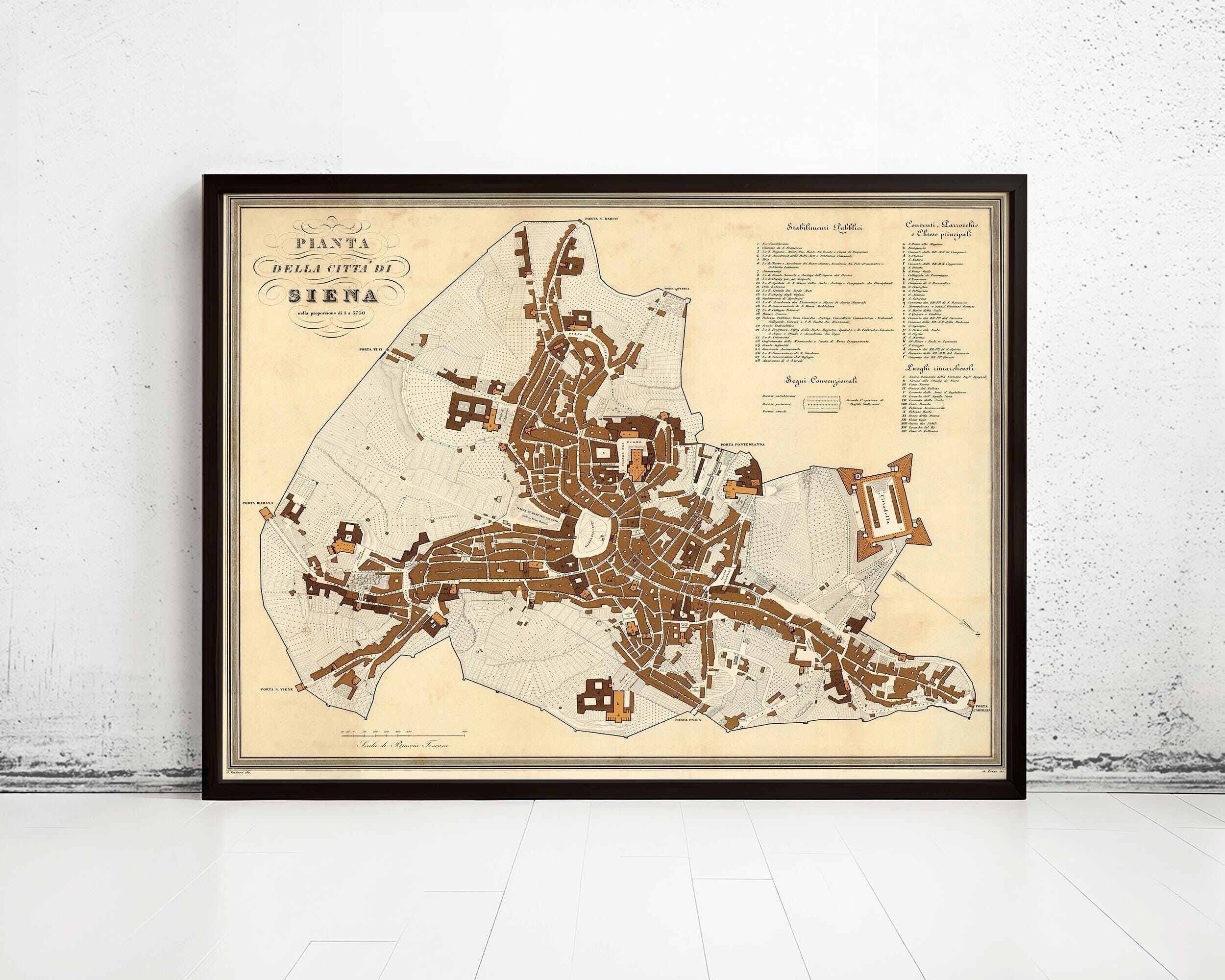 Buy wholesale Old Map of Siena Italy 1840 Siena Italia Vintage Map ...