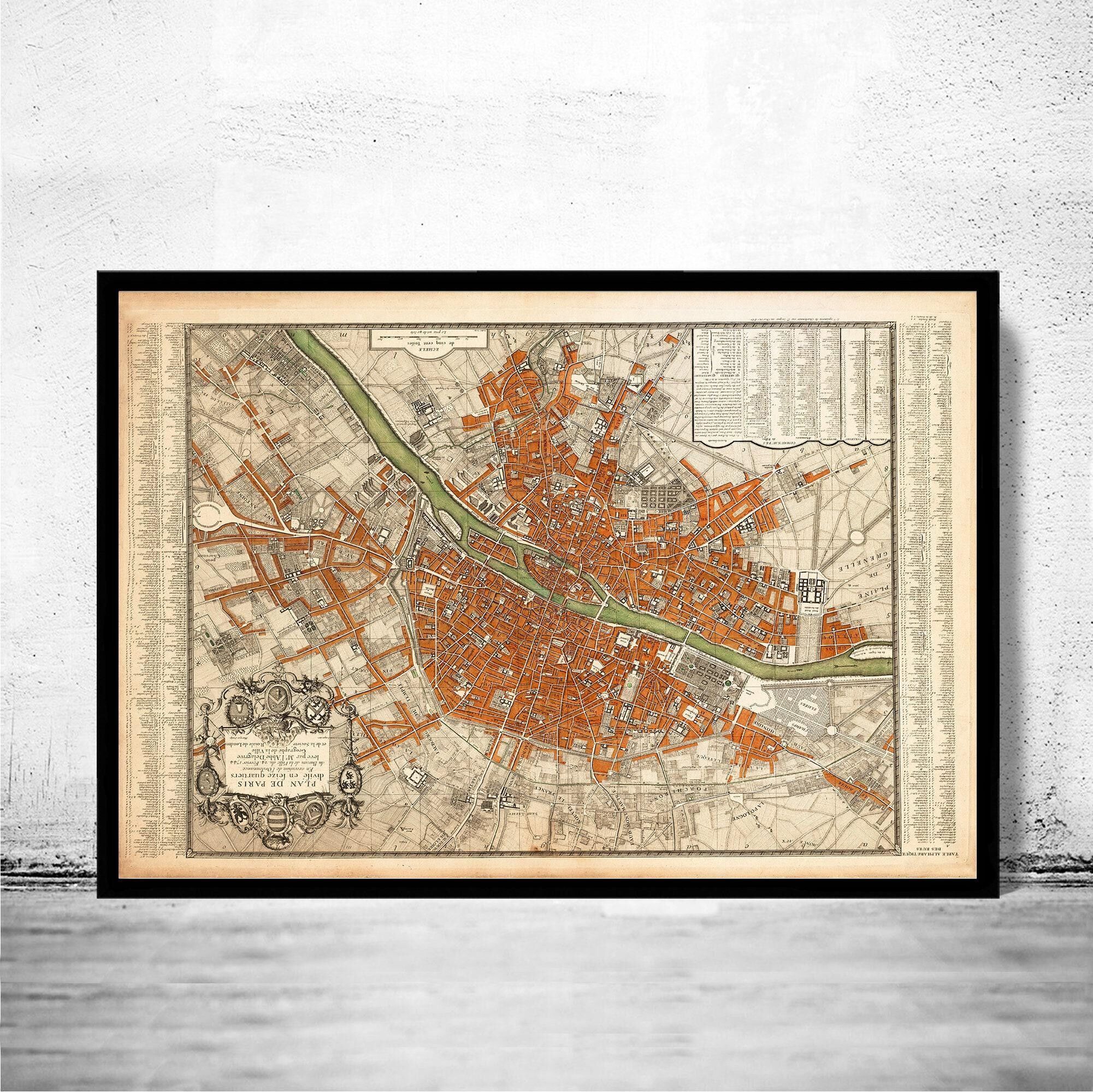 Buy wholesale Old Map of Paris 1744 Vintage Map of Paris | Vintage Map ...