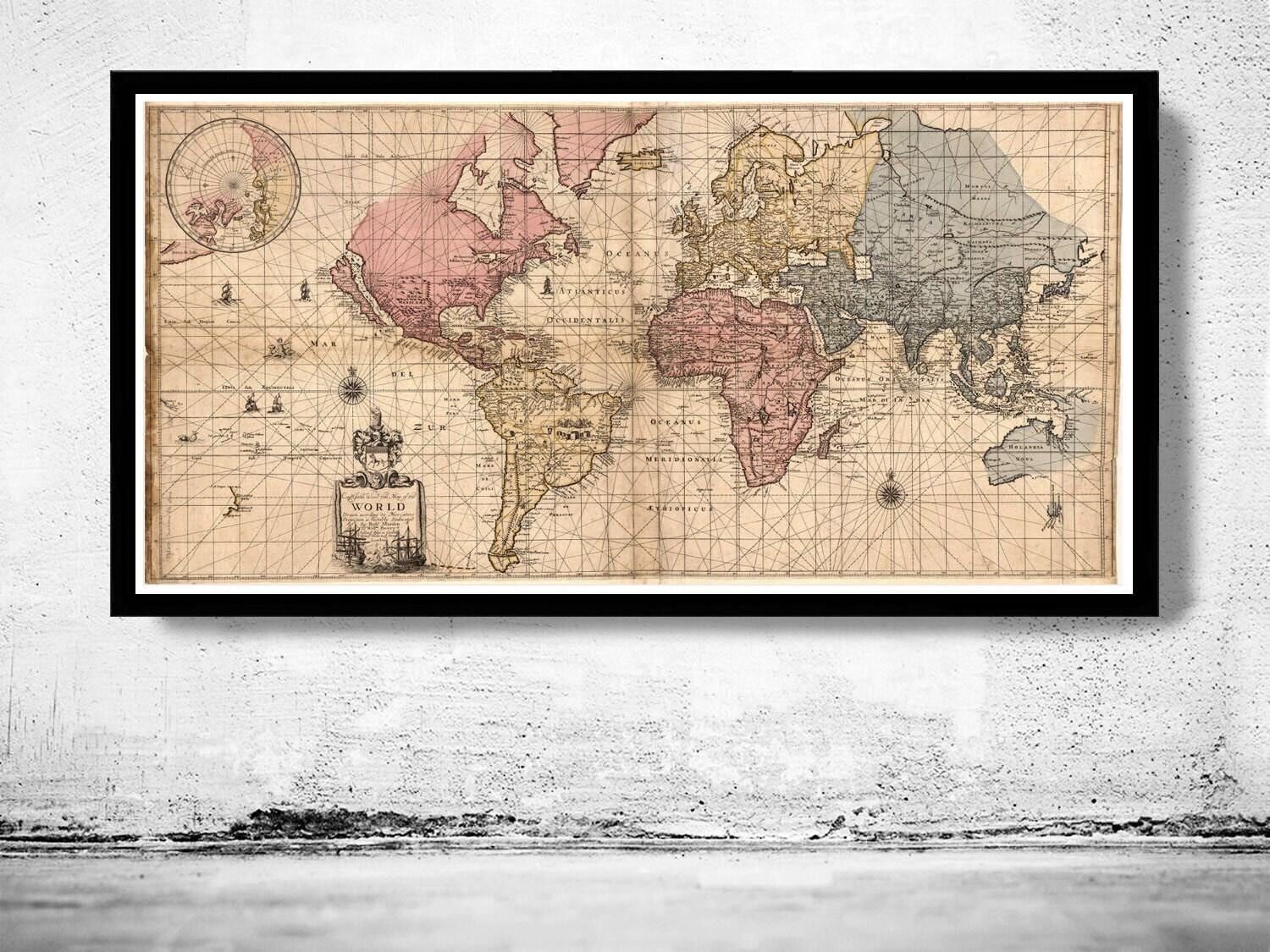 Buy wholesale Old World Map 1676 Antique World Map | World Map Gift ...