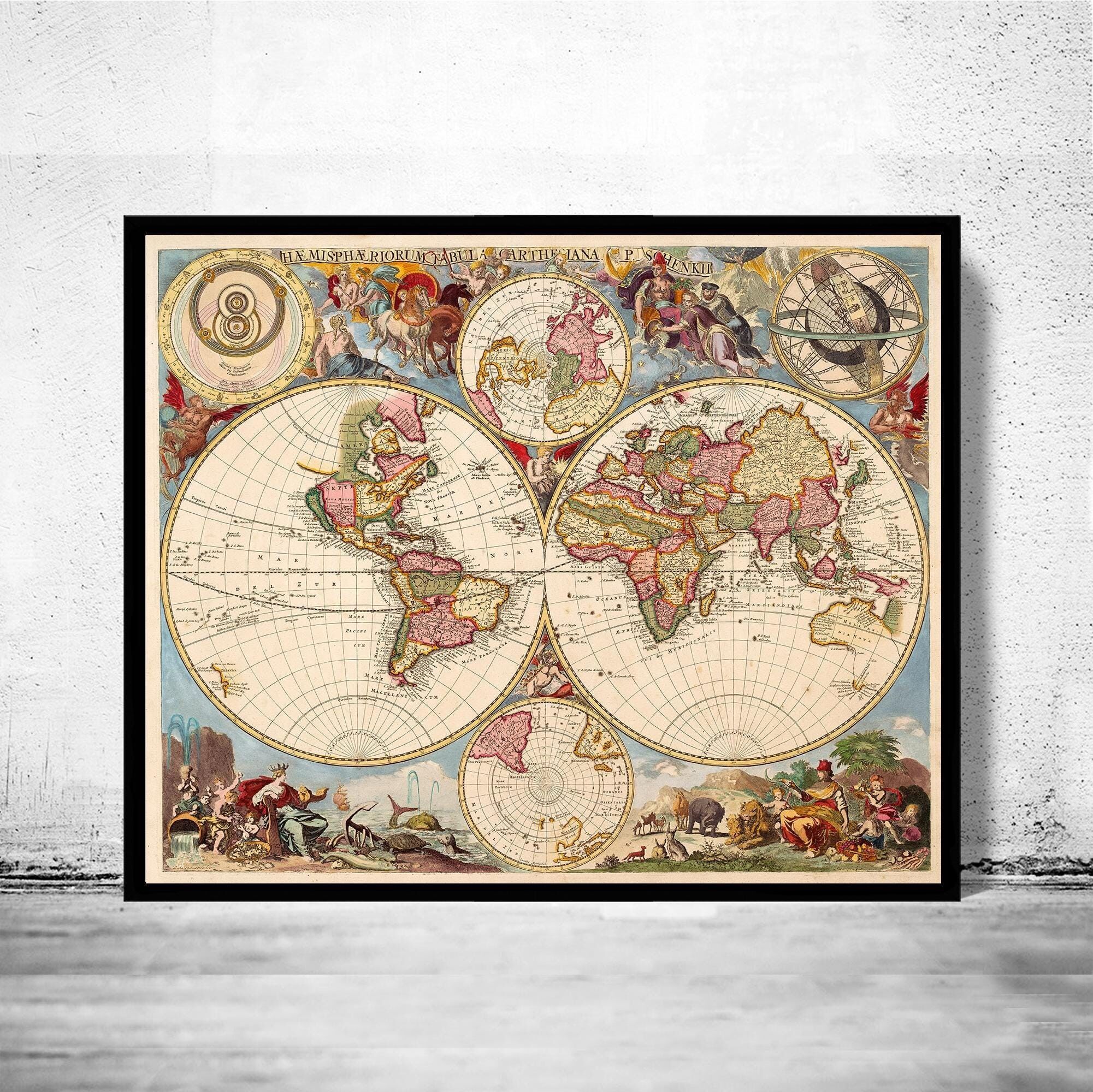 Buy wholesale Old Map of The World 1700 World Map | World Map Gift World Map Print | Vintage ...