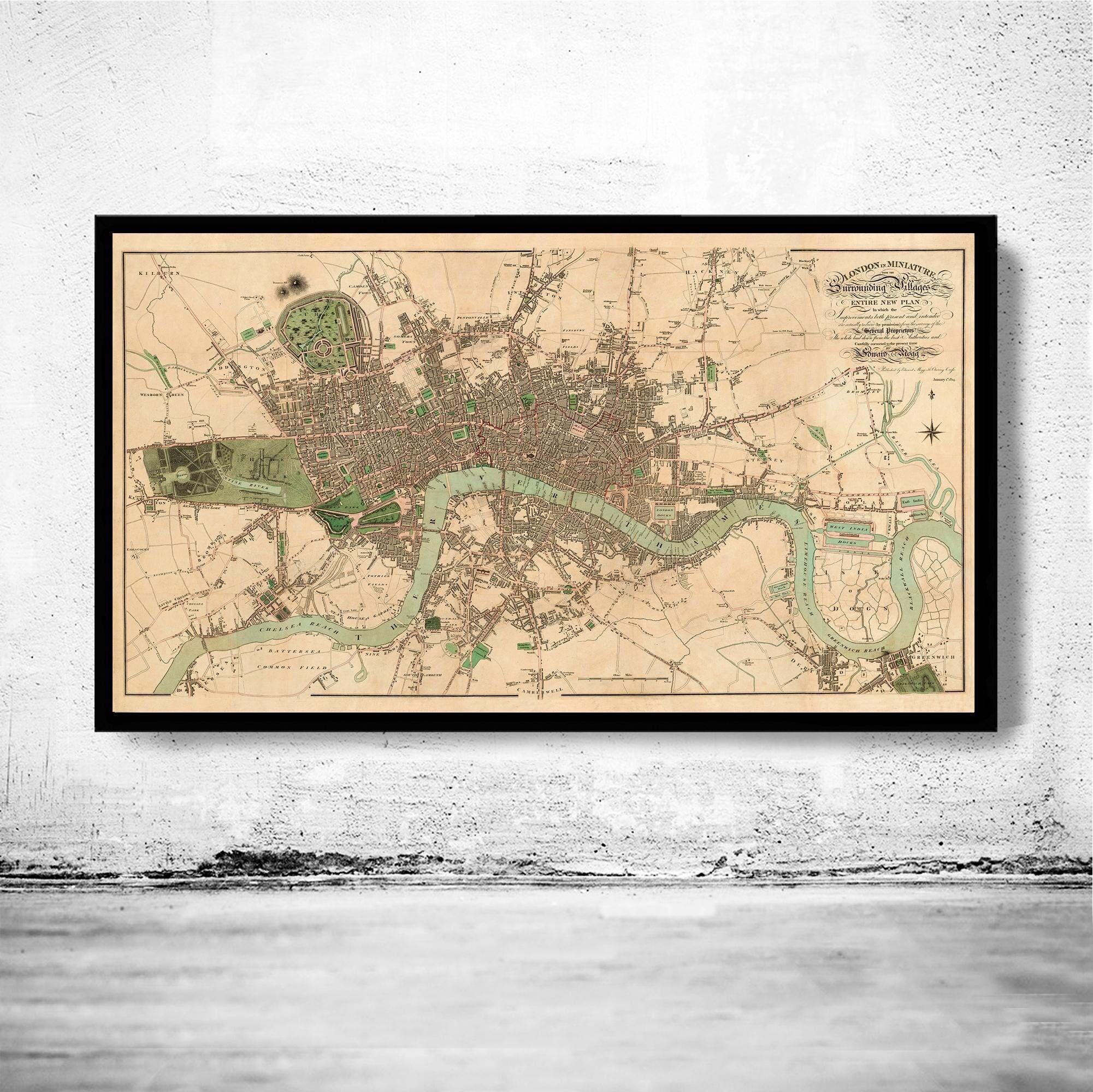 Buy wholesale Old London Map 1814 Vintage Large Map London | Vintage ...