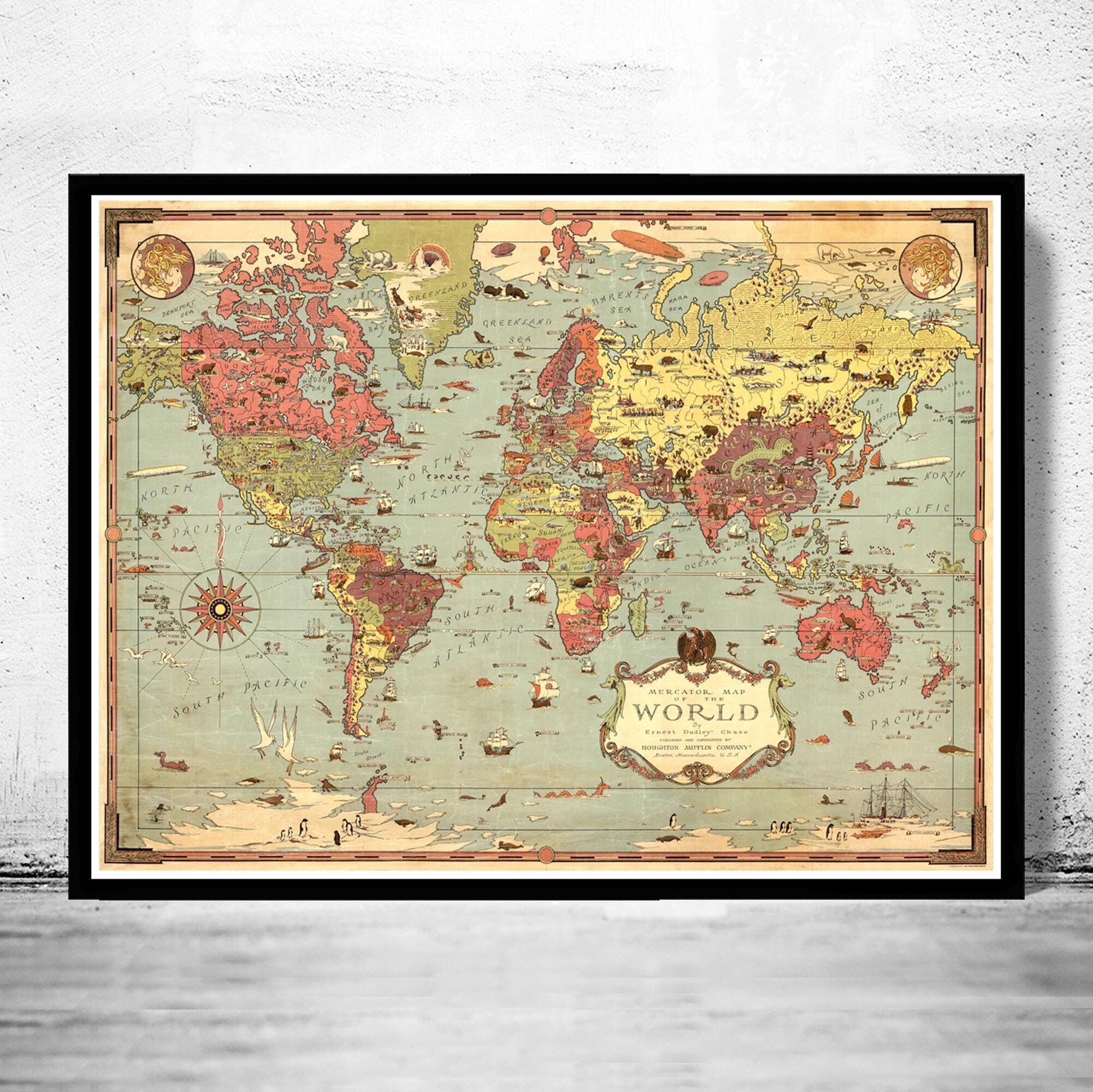 Buy wholesale Beautiful Vintage World Map 1931 Vintage Map | World Map ...