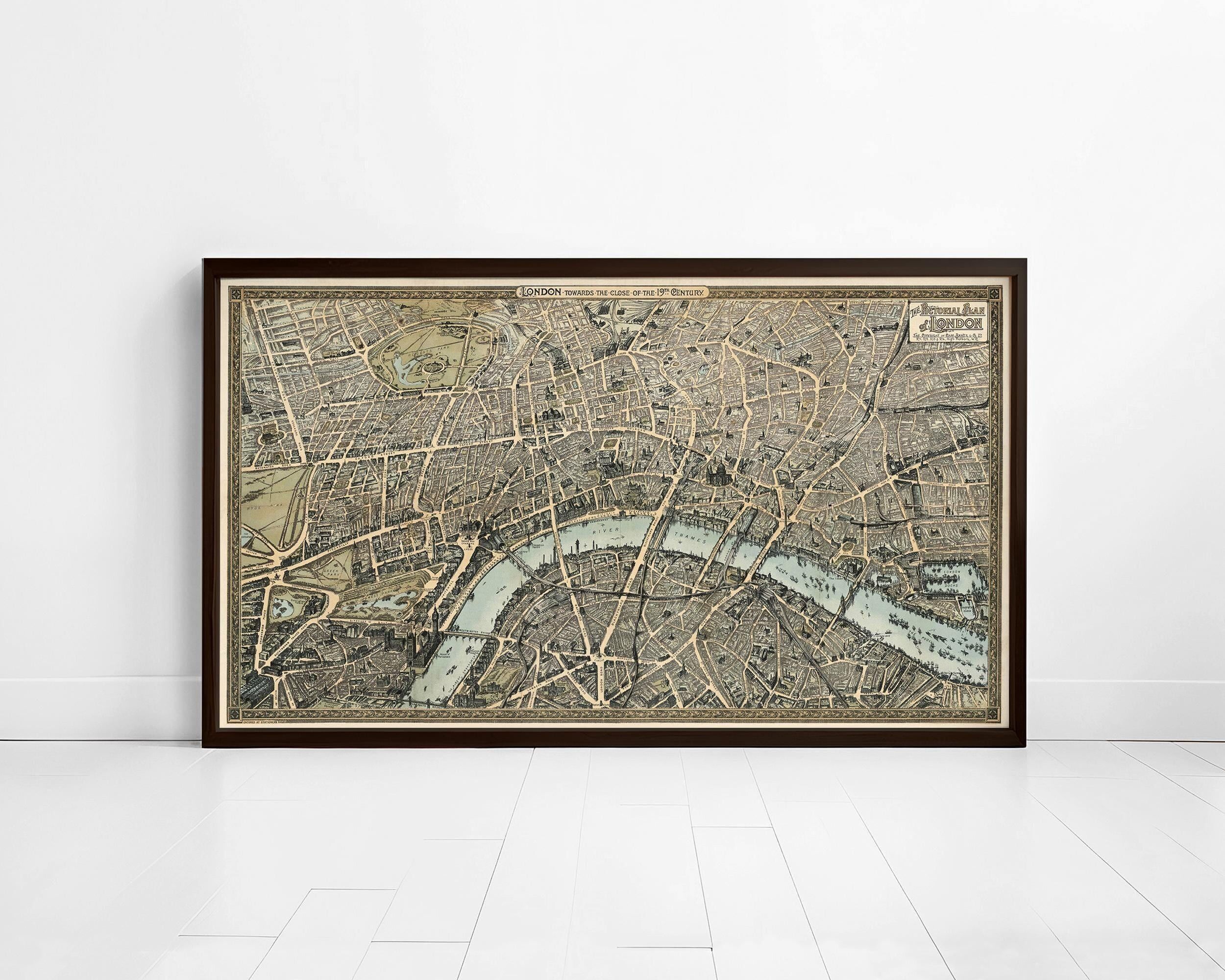 Buy wholesale Old Map of London 1892 Birdseye View London Vintage Map ...