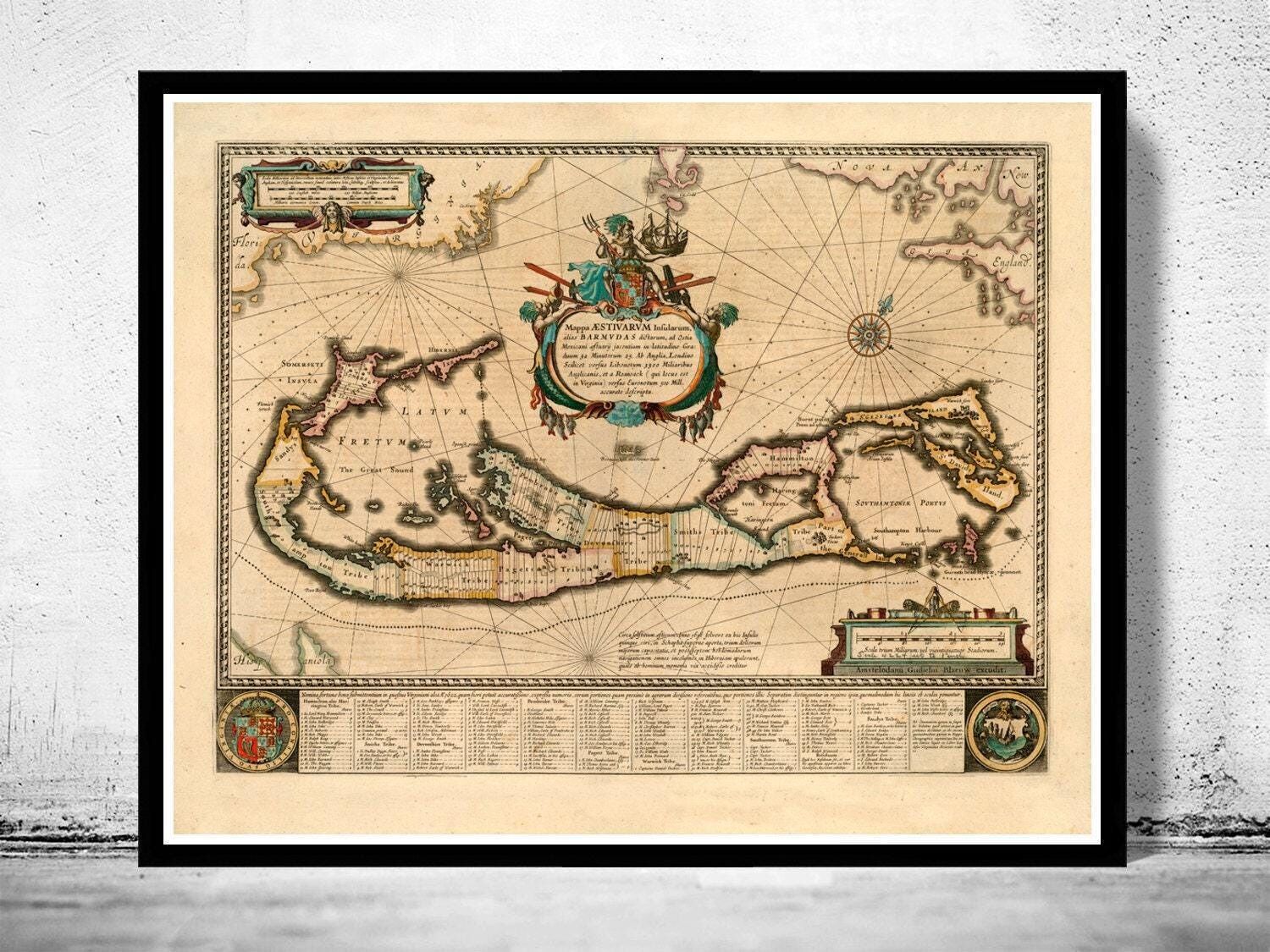 Buy wholesale Old Map of Bermuda Islands 1662 Vintage Map | Vintage Map ...
