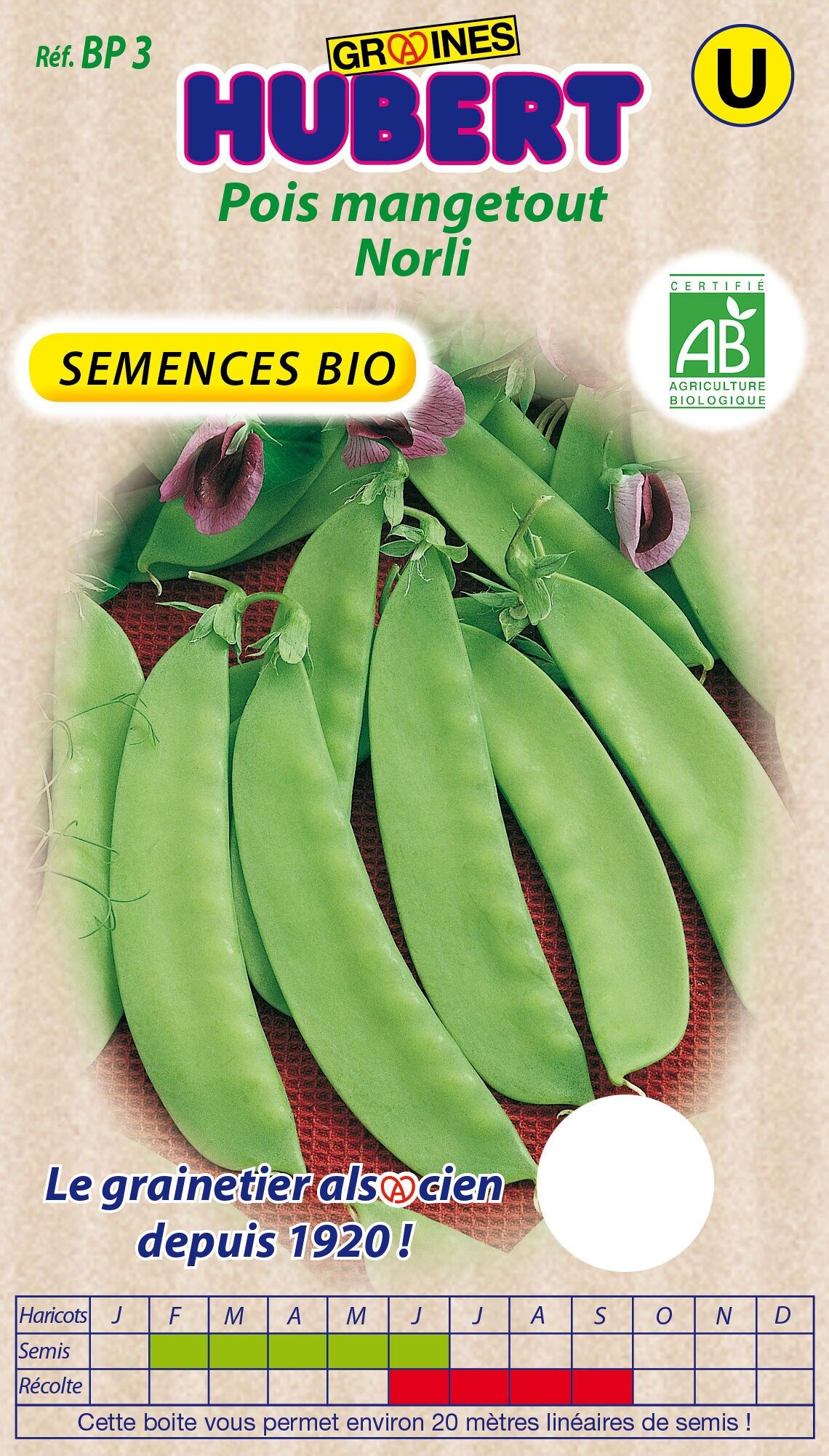 Buy wholesale Norli Organic Snow Pea Seeds - 100 Gram Box