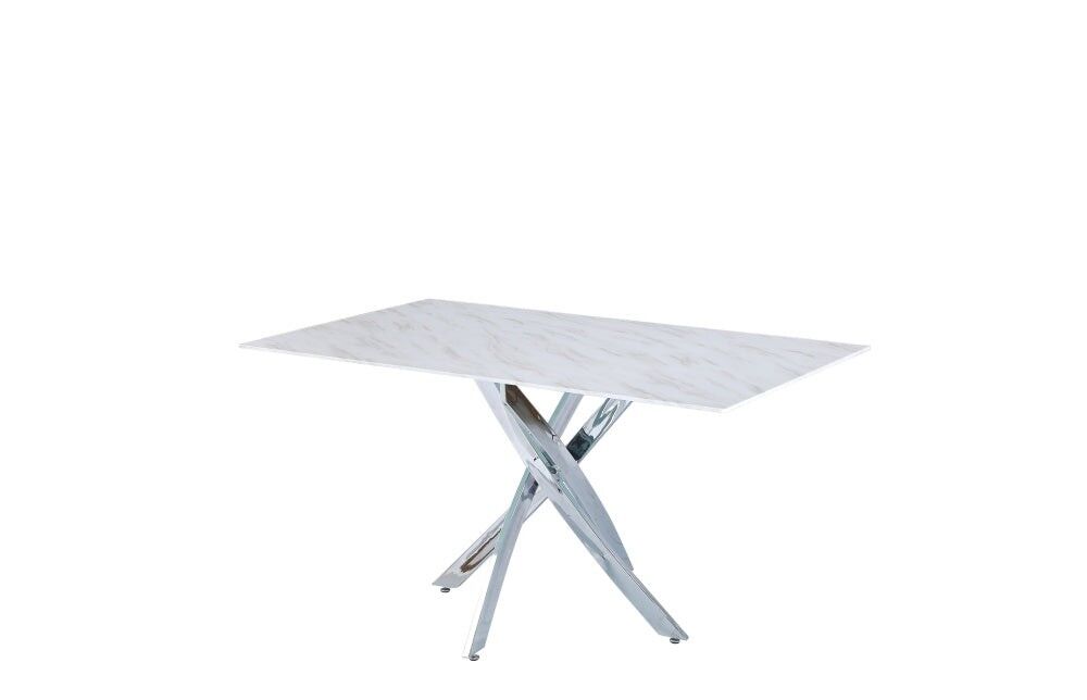 Achat Table Repas JESSICA Chrome et plateau en verre 150 cm 4 à 6 ...