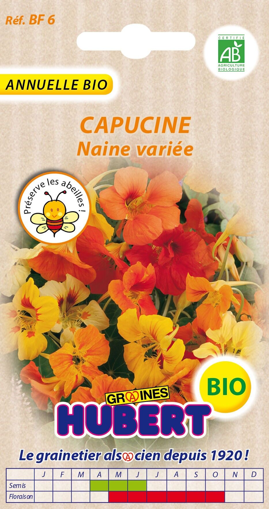 Achat Graines de Capucine Naine Variée BIO - Sachet de 2 Grammes en gros