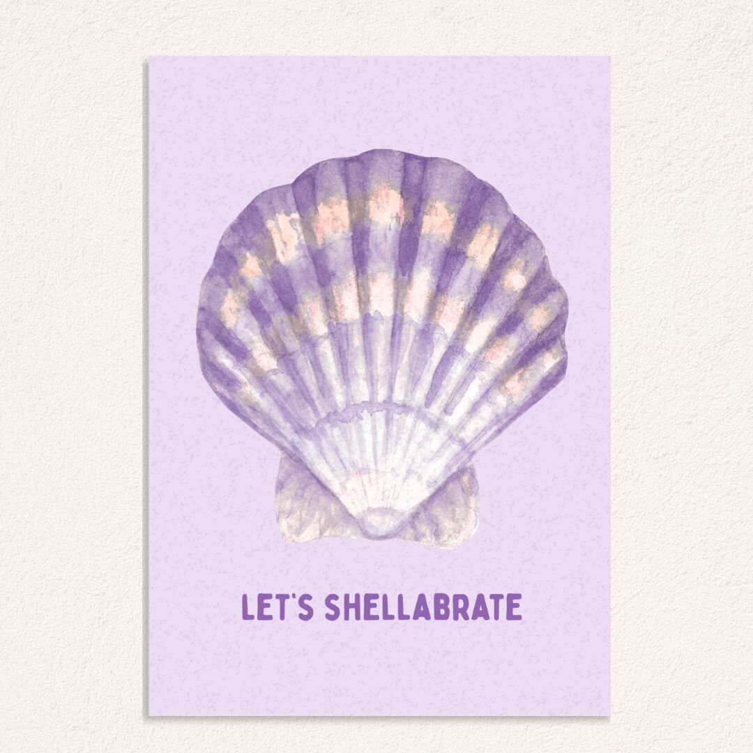 Buy wholesale purple Let's Shellabrate card | shell birthday card