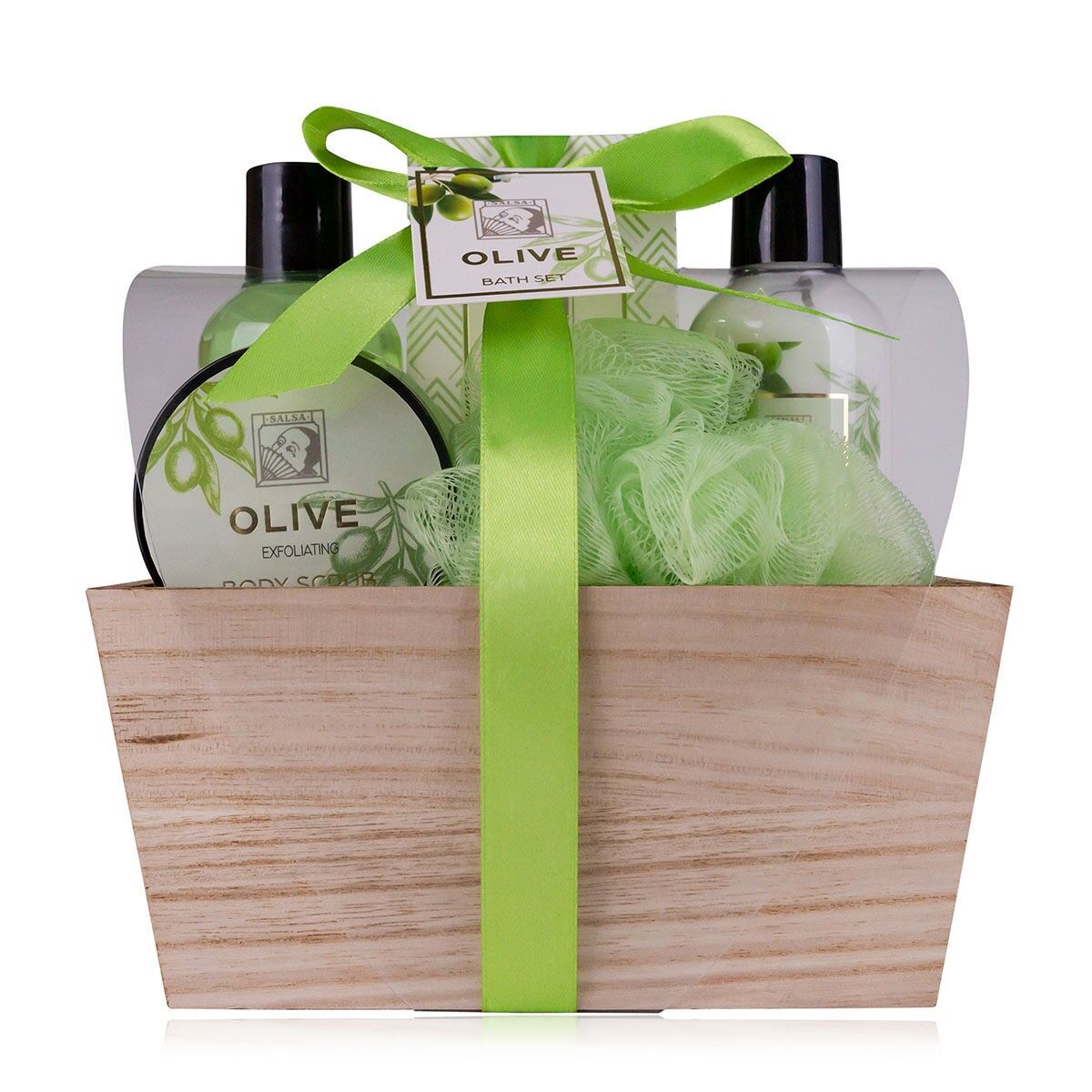 Buy wholesale Olive Bath Set, Gift Set in Wooden Box, 5 Pieces