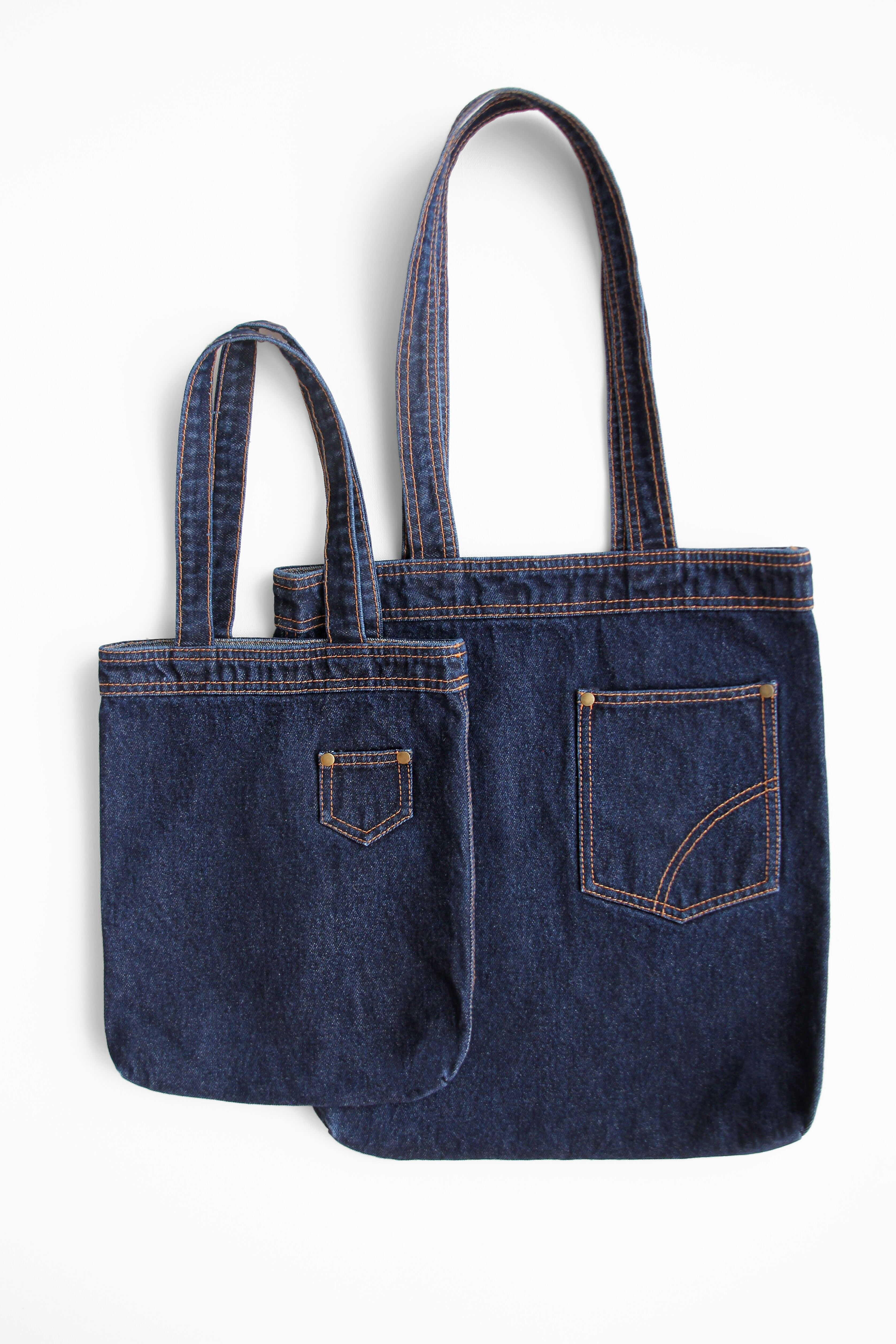 Achat Matching denim tote bag set - one big & one small, (heavyweight ...