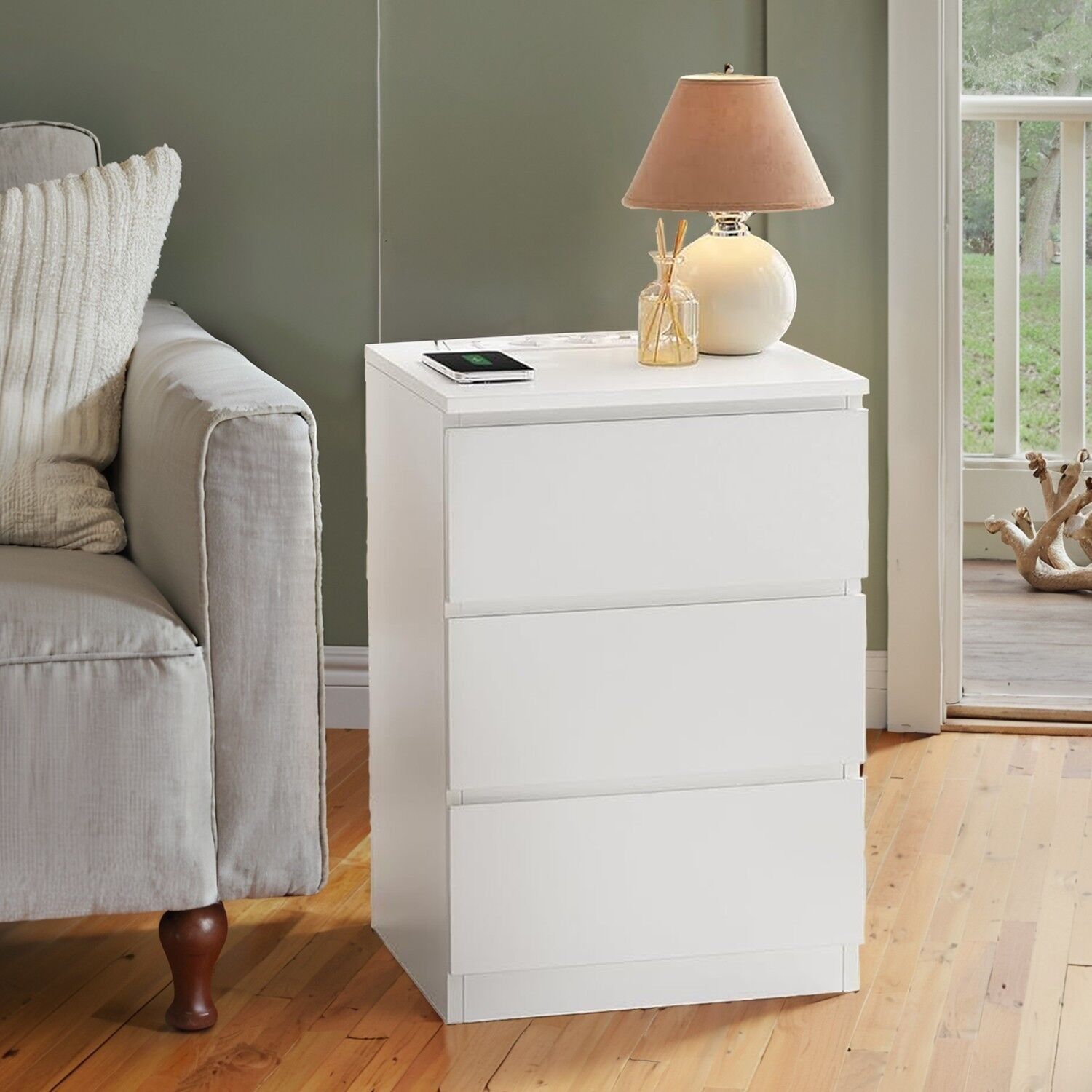 Buy wholesale Bedside table with power strip, bedside table with 3 ...