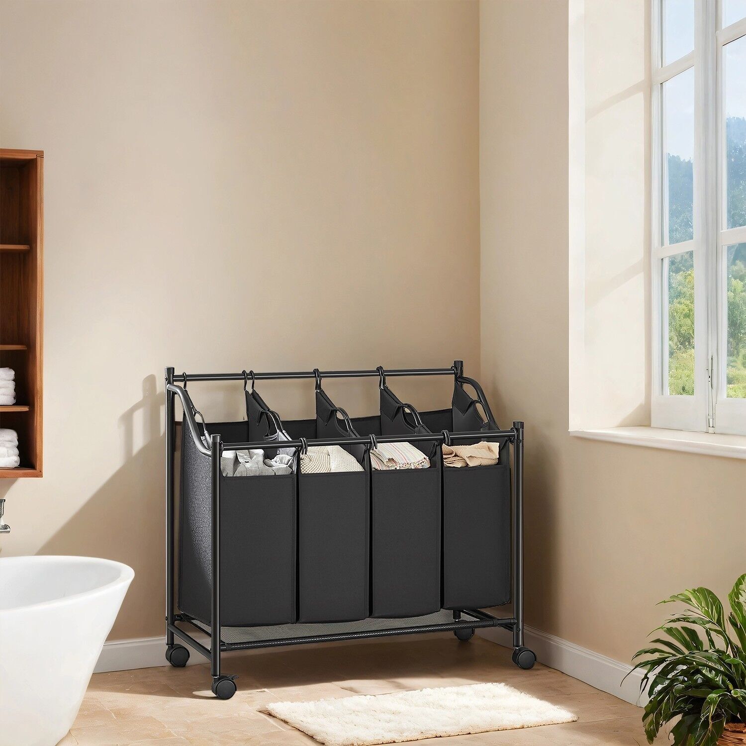 Buy wholesale Laundry basket with wheels, 4 x 35 L, laundry collector ...