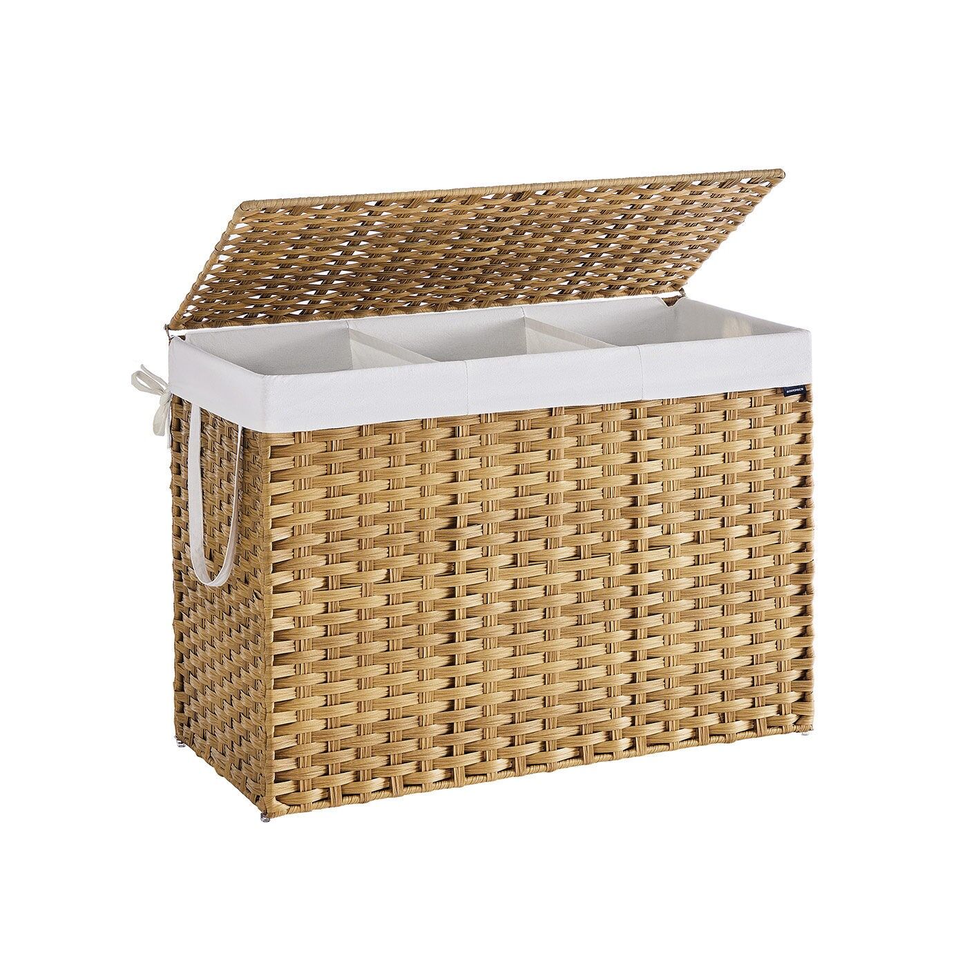 Buy wholesale Synthetic rattan laundry basket with 3 compartments ...