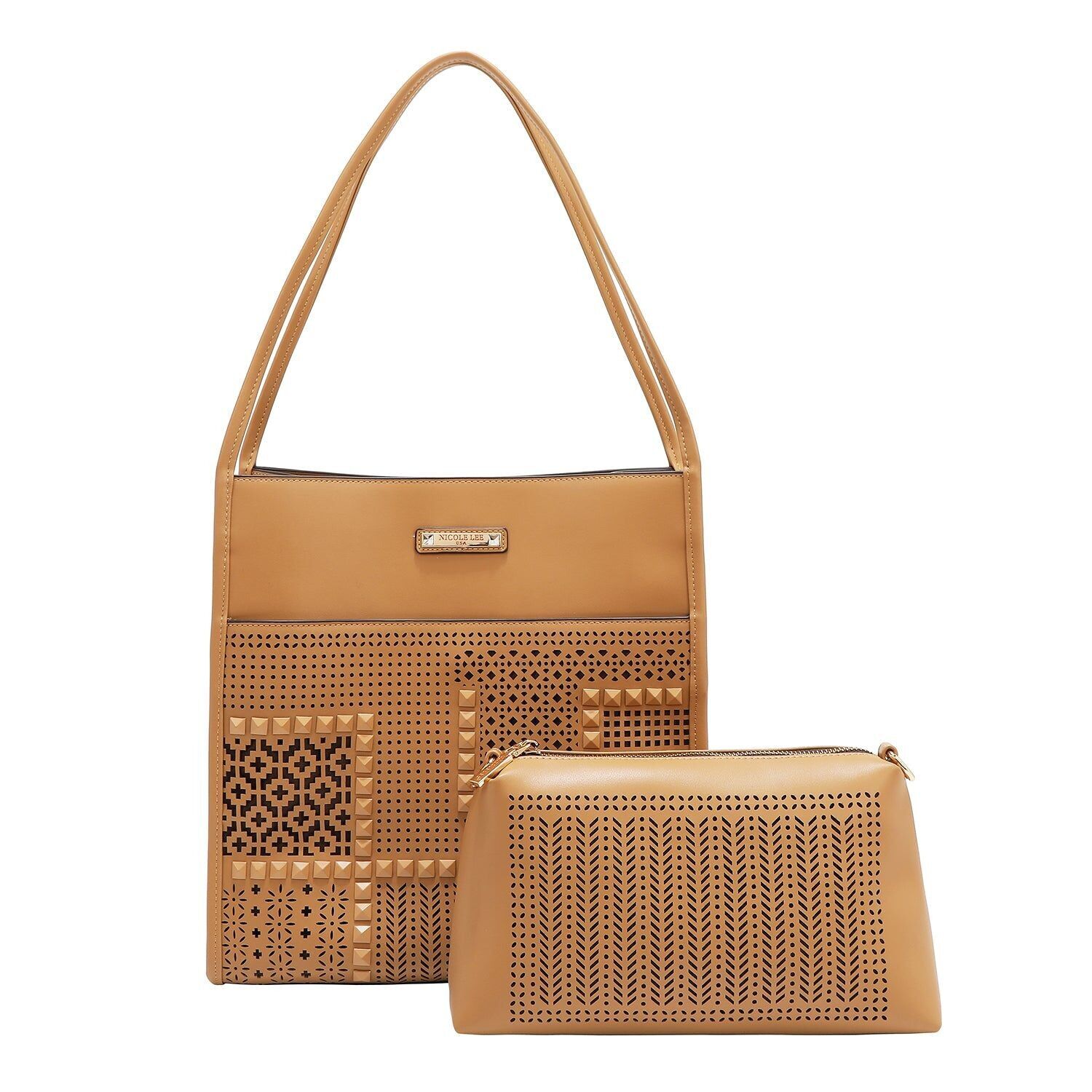 Buy wholesale TWO-PIECE BAG WITH GEOMETRIC CUT-OUT (SAND)