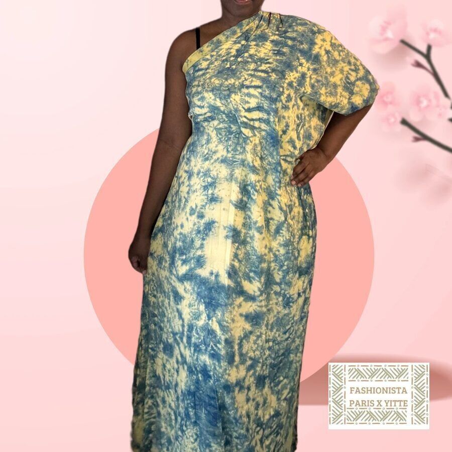 Buy wholesale Melhfa Asymmetrical Yellow and Blue Dress