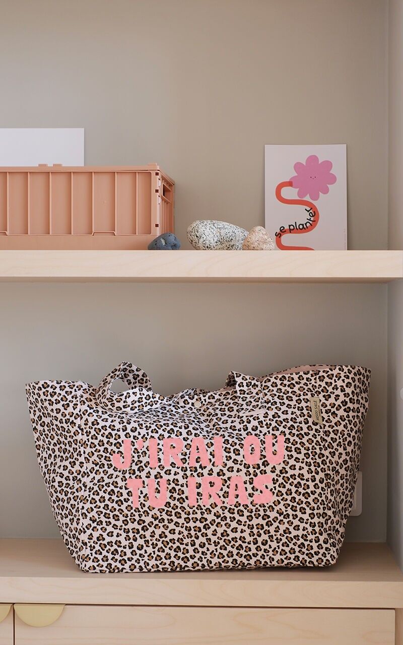 Achat Cabas Léopard - J'irai ou tu iras rose en gros