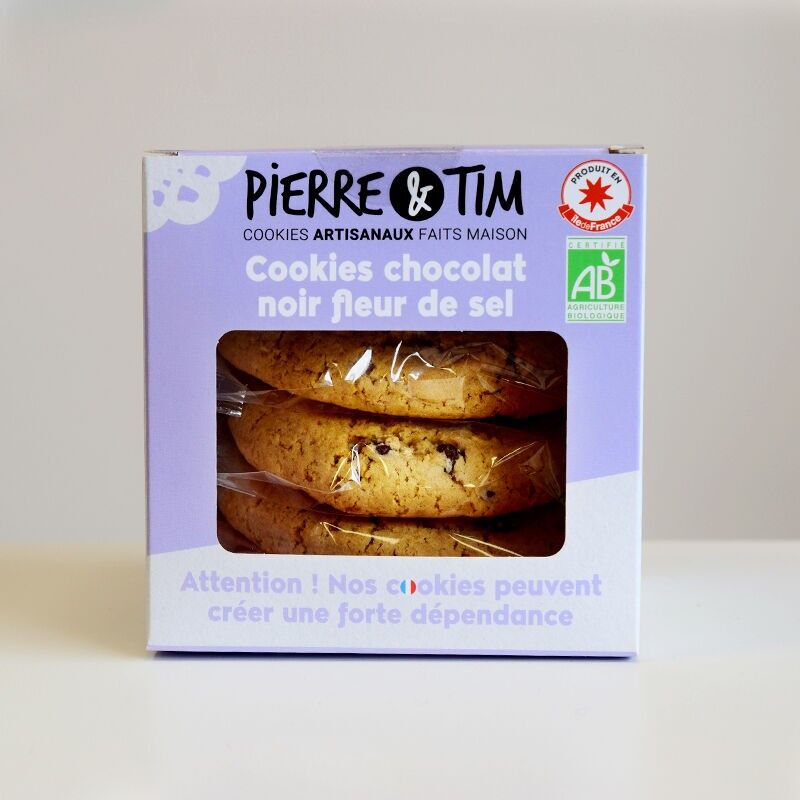 Achat Boîte de 5 cookies bio chocolat noir fleur de sel en gros
