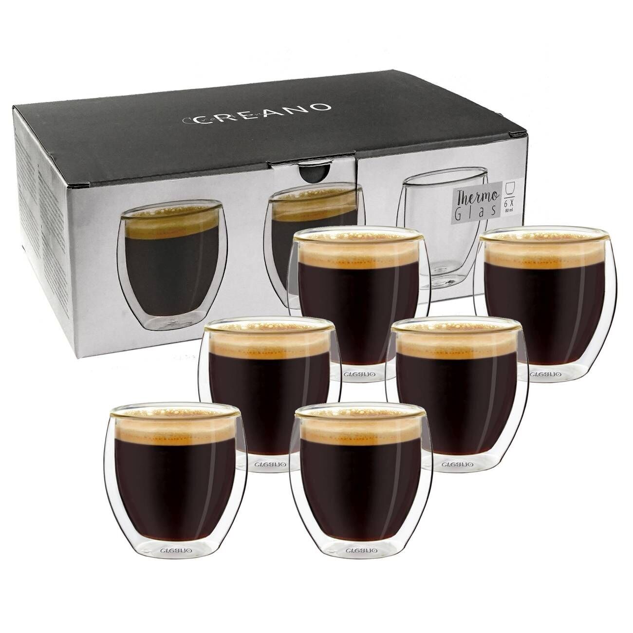 Achat Verres à expresso à double paroi Creano, lot de 6, 80 ml, tasses ...