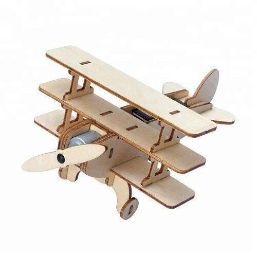 Achat Puzzle 3D en bois à énergie solaire, avion triplan-triplan, WCT069, 18,2 x 11,4 cm en gros