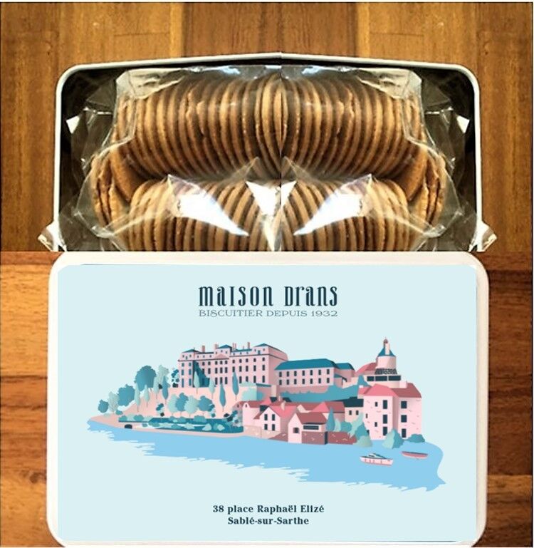 Buy wholesale Sky blue tin box filled with AOP butter shortbread - 500g